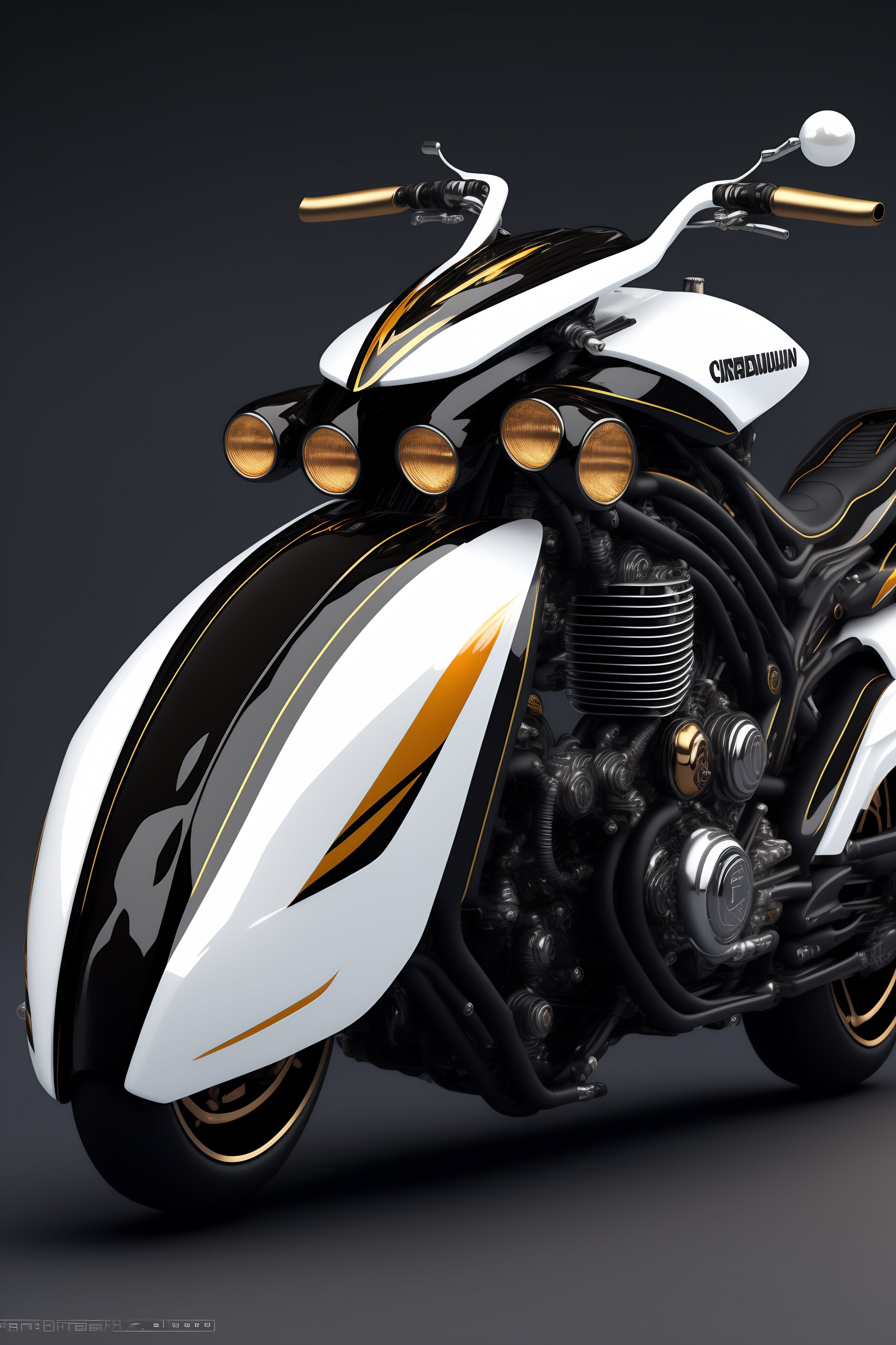 Lexica - White pearl and carbon fiber armoured motorbike in a style of ...