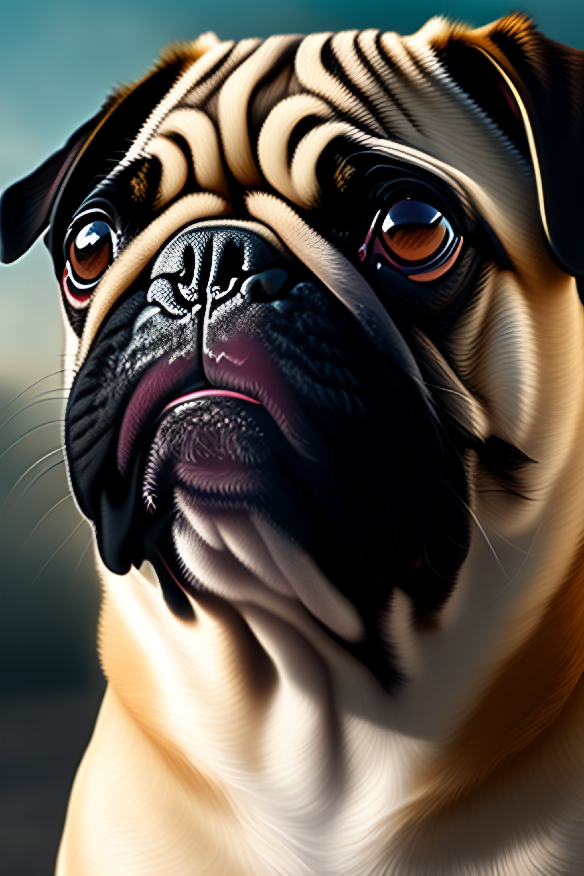 Lexica - Hyper-realistic closeup of pug