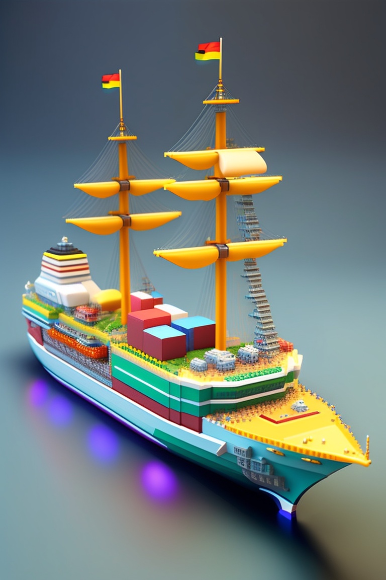 Lexica - Detailed isometric ship, pixel art, unreal engine voxel render
