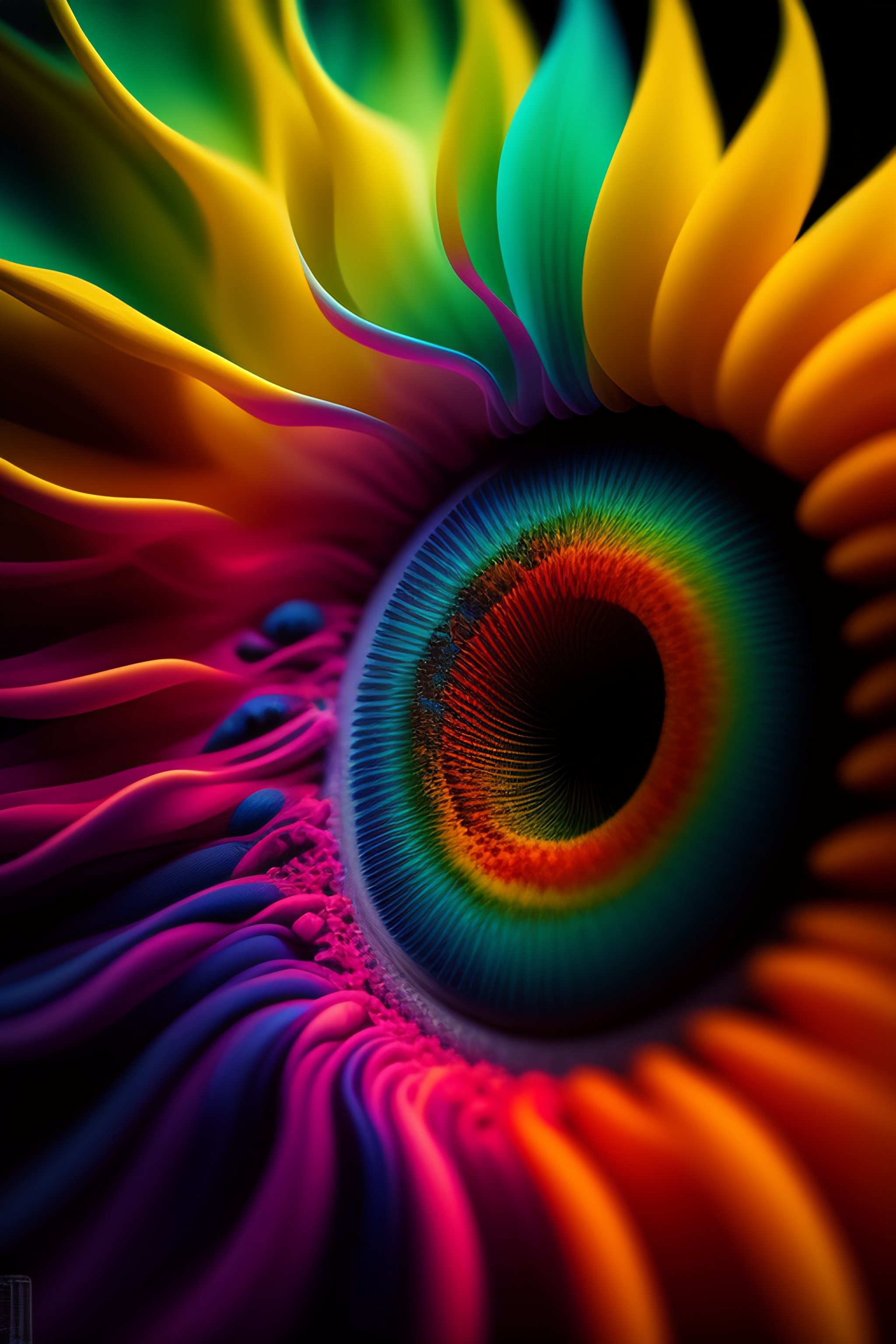 Lexica - Close-up of a hideous monster, estatic, multicolored light ...