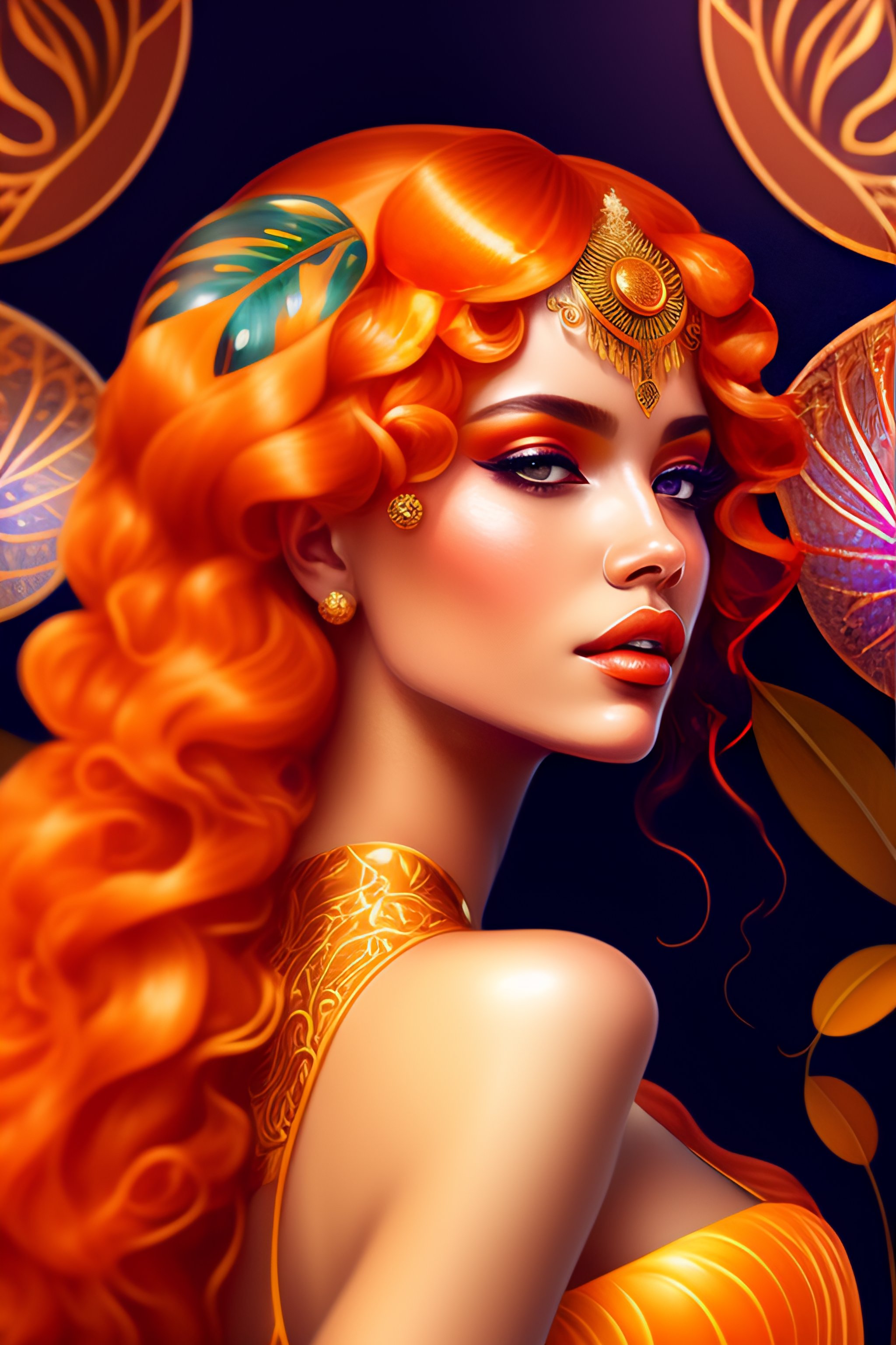 Lexica - Fashionable queen of the monstera, white face, symmetrical ...