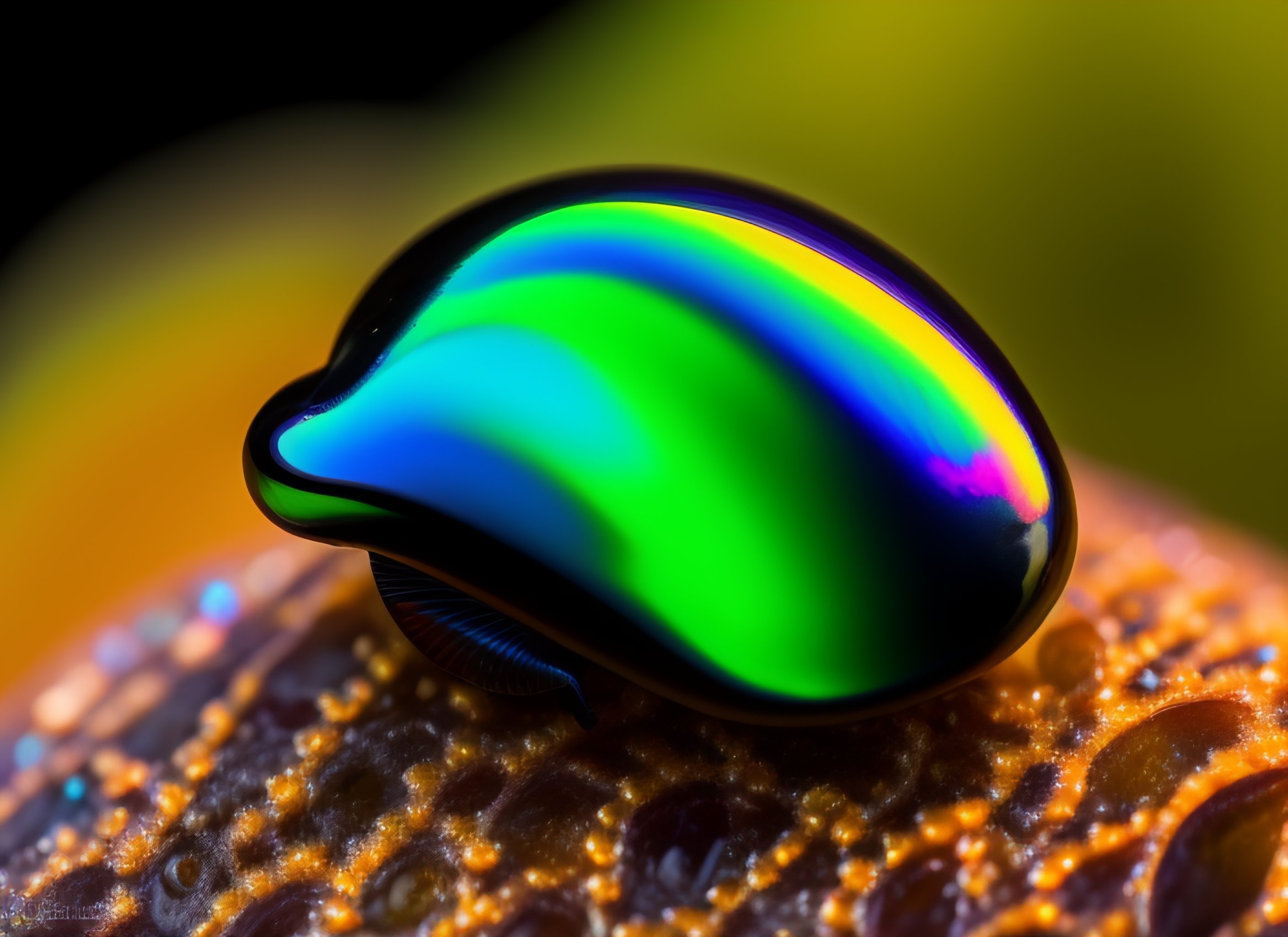 Lexica - A photograph of a glossy iridescent black snail, eye stalks ...
