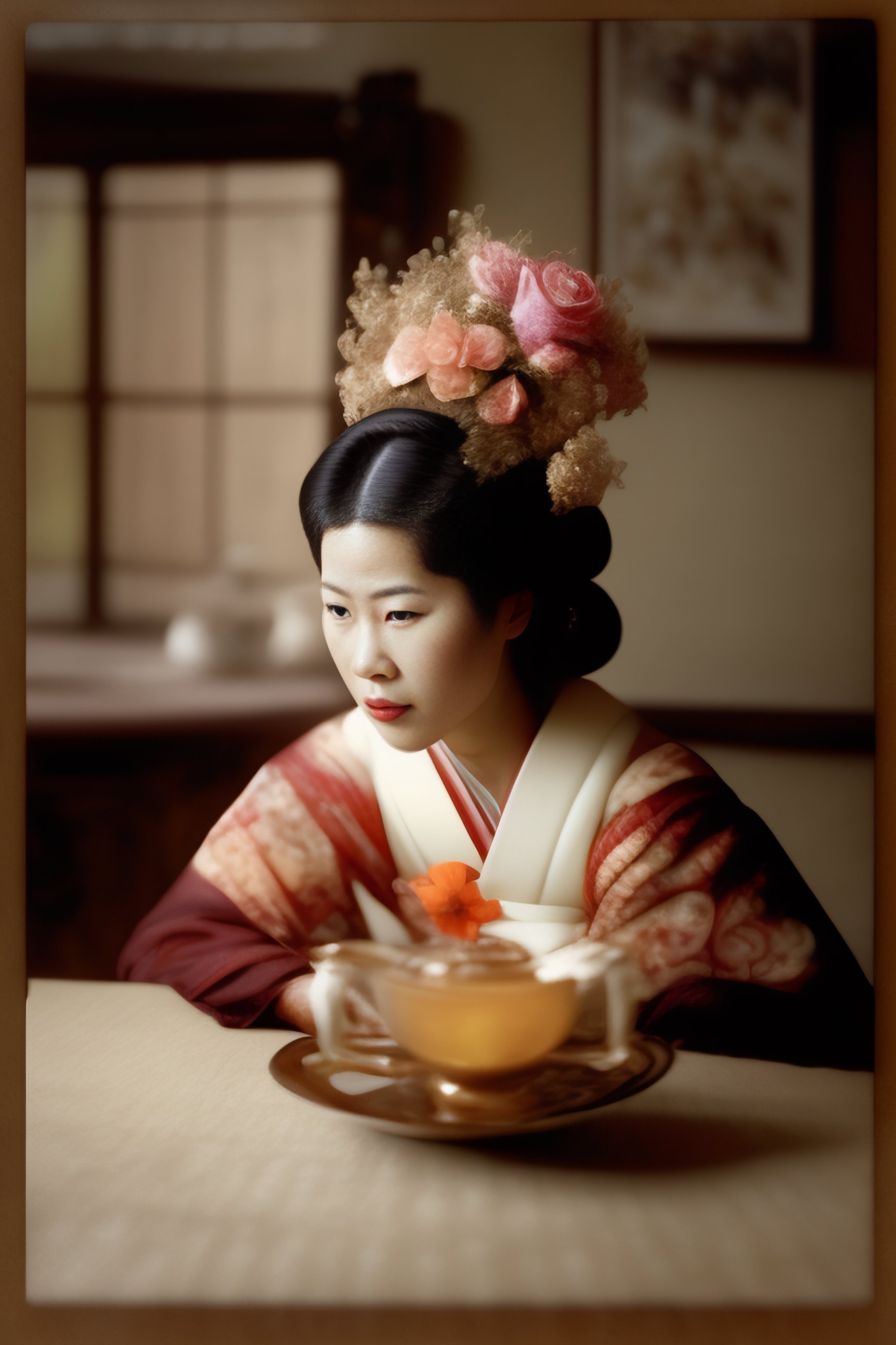 Lexica - Tea room geisha serving tea, one light, intricate, elegant ...