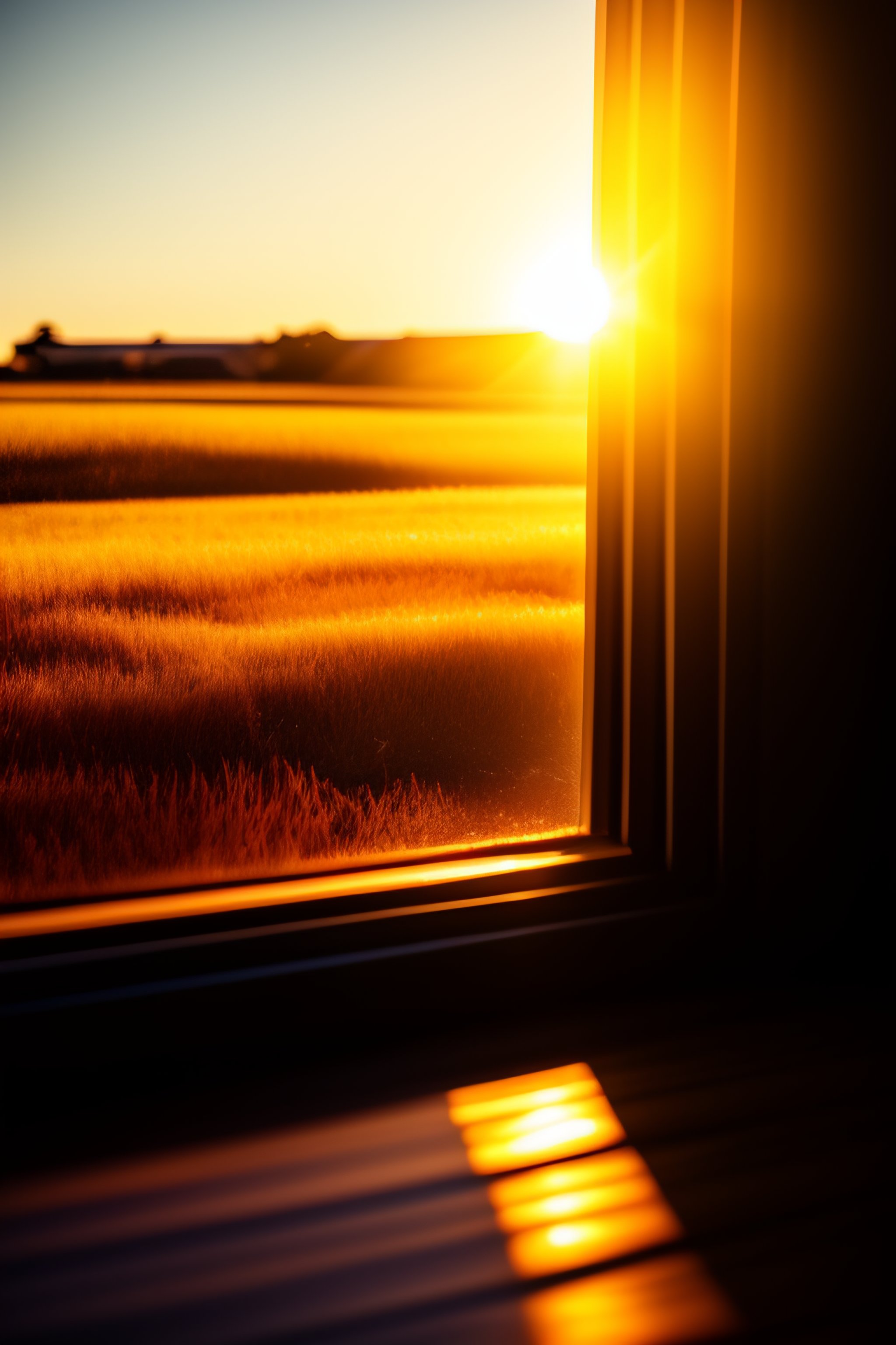 Lexica - Golden hour sunlight from a small square window, photography