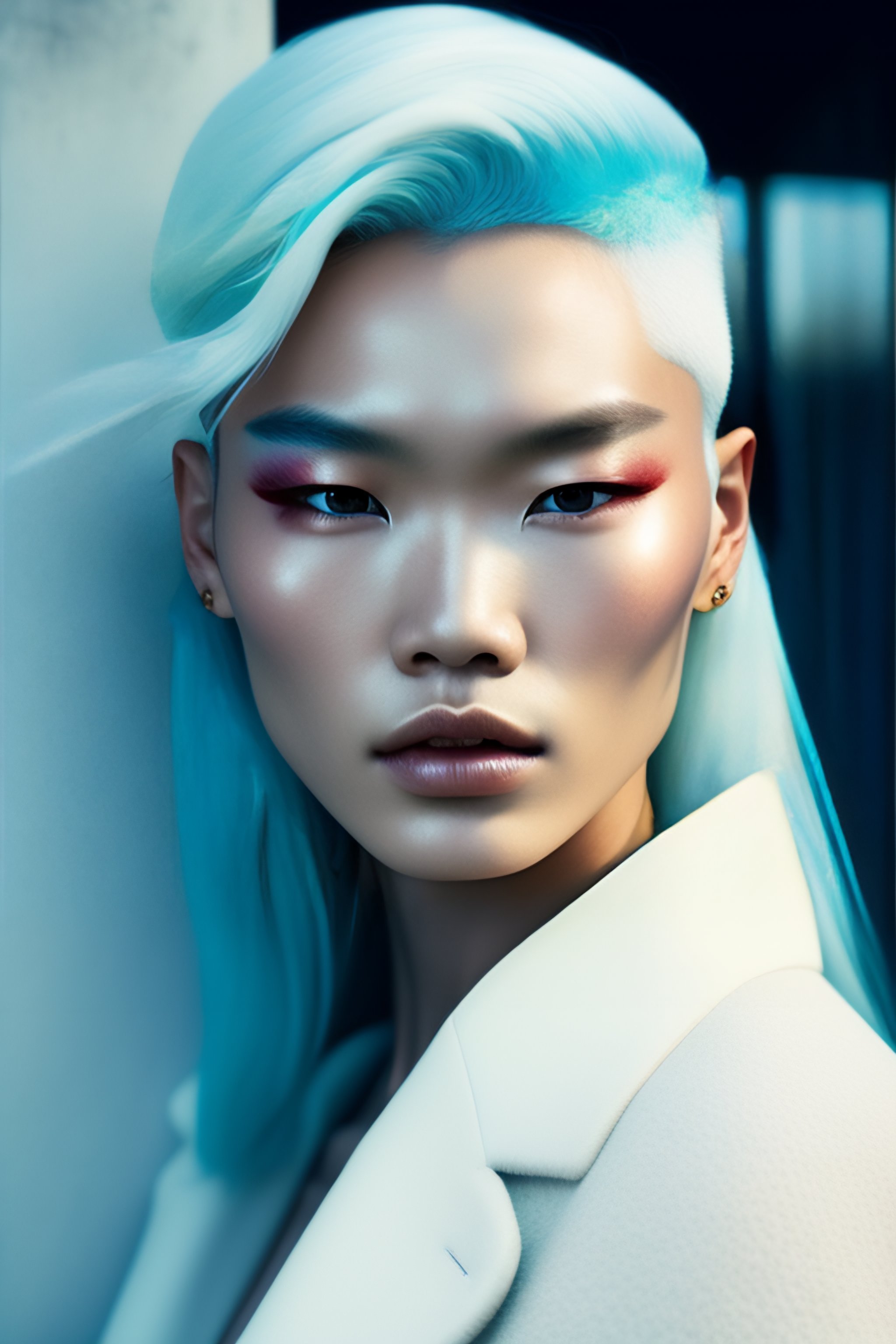 Lexica - Portrait of haute couture beautiful albino asian fashion model ...