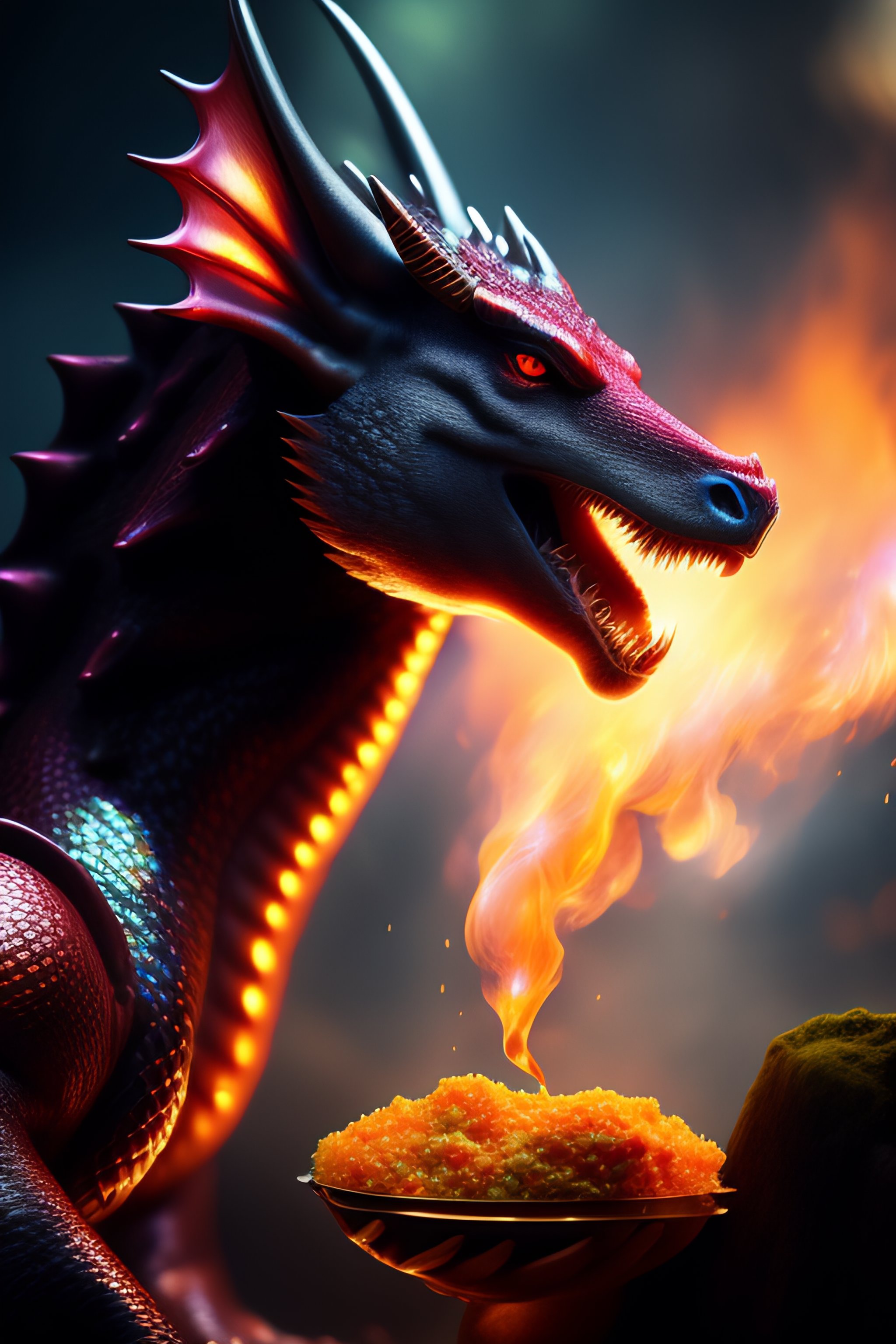 Lexica - A food meat, Shiny, hard, iridescent, dragon,