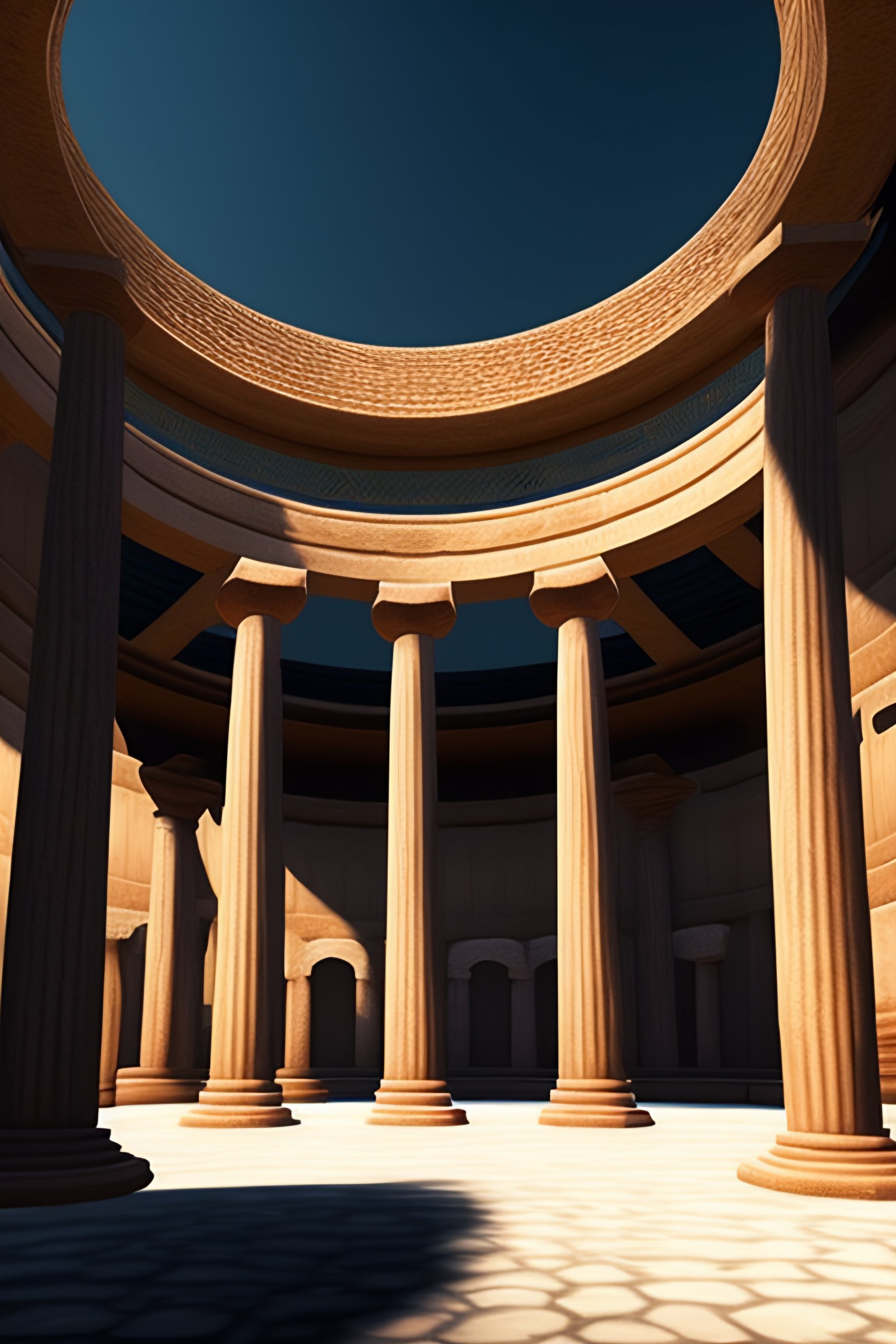 Lexica - Ancient greek circular agora temple interior leading to ...