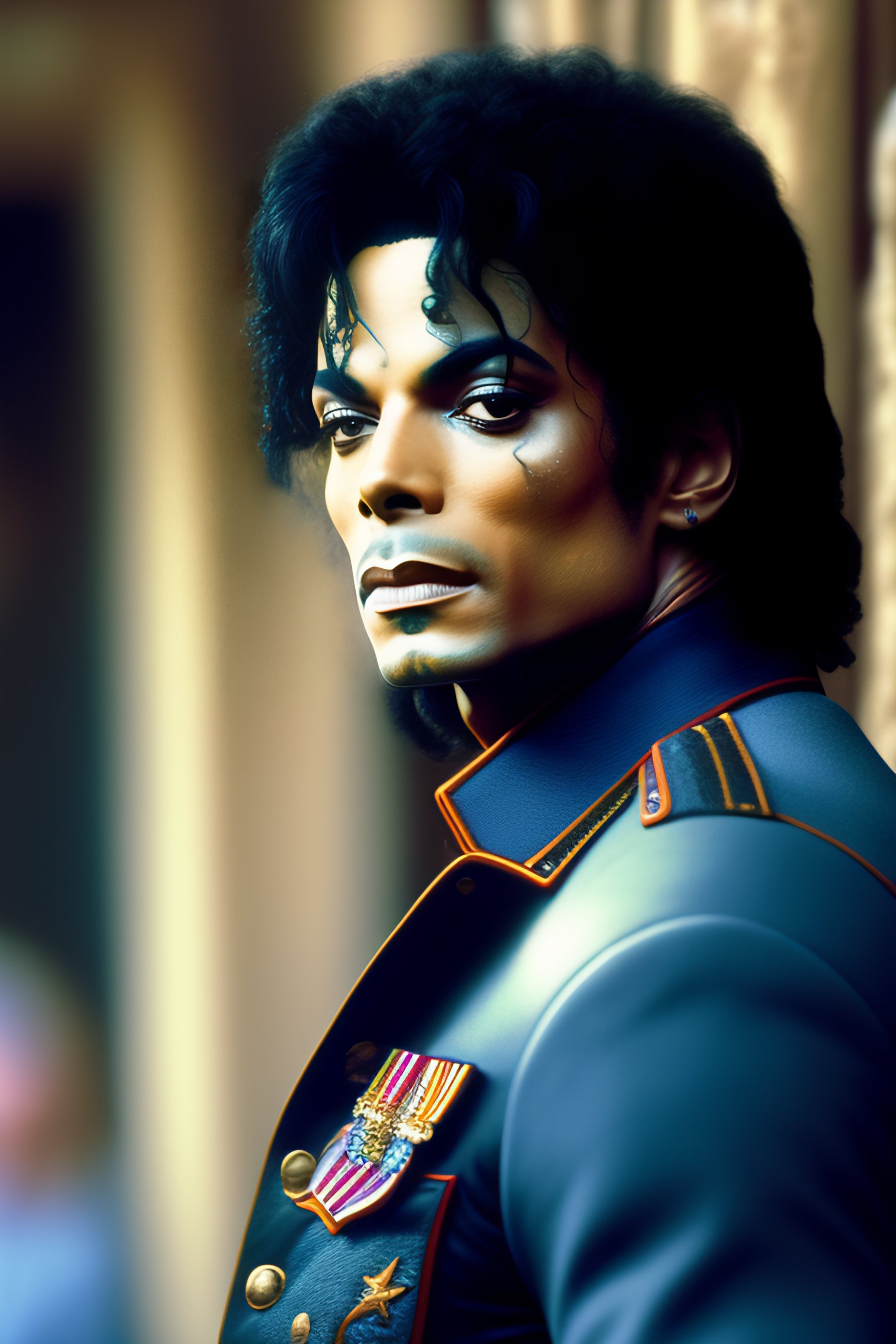 Lexica - Wide angle Environmental shot of michael jackson in a ...