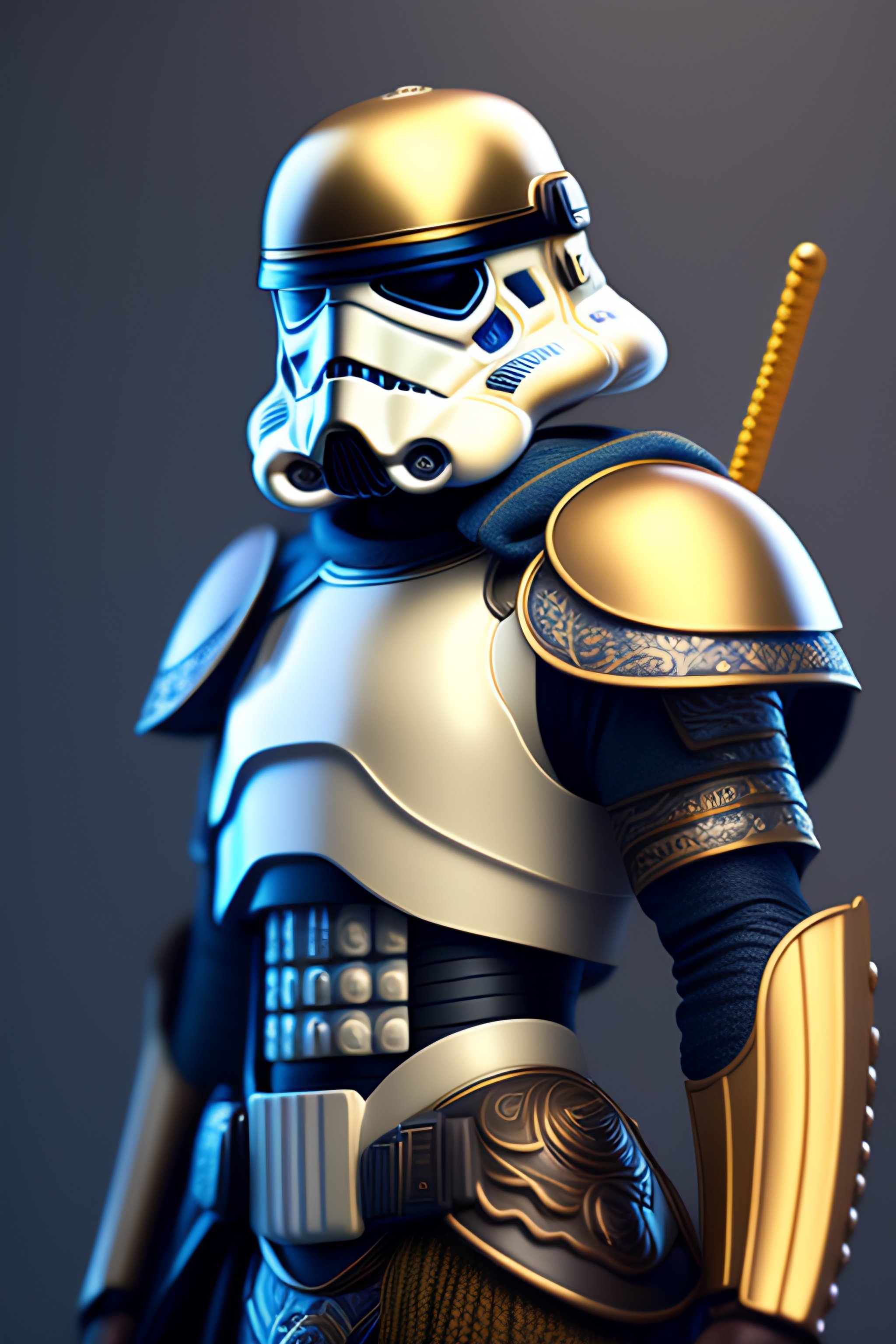 Lexica - Storm trooper as a vintagepunk samurai, dark grey background ...