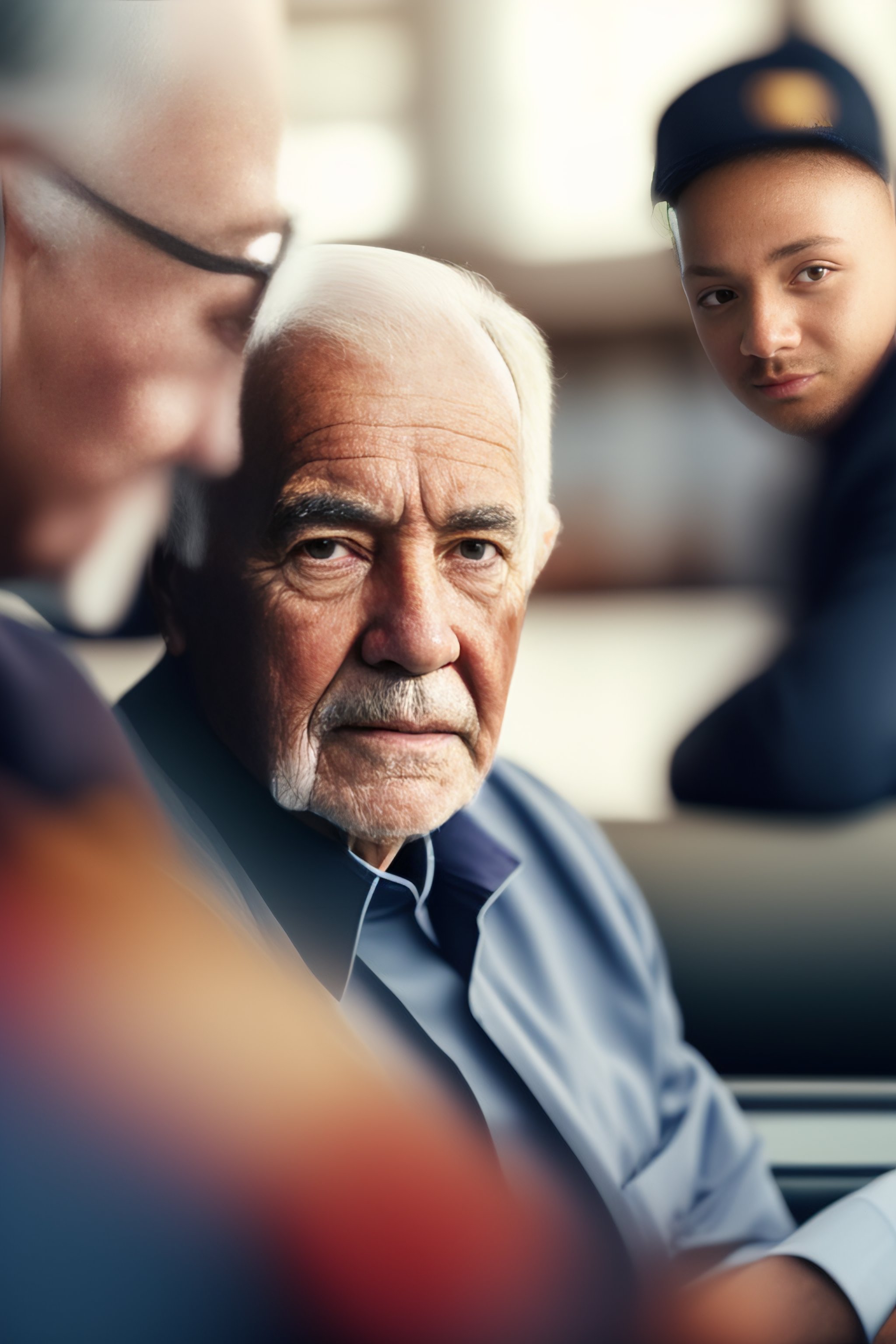 Lexica - Old man raising right hand,