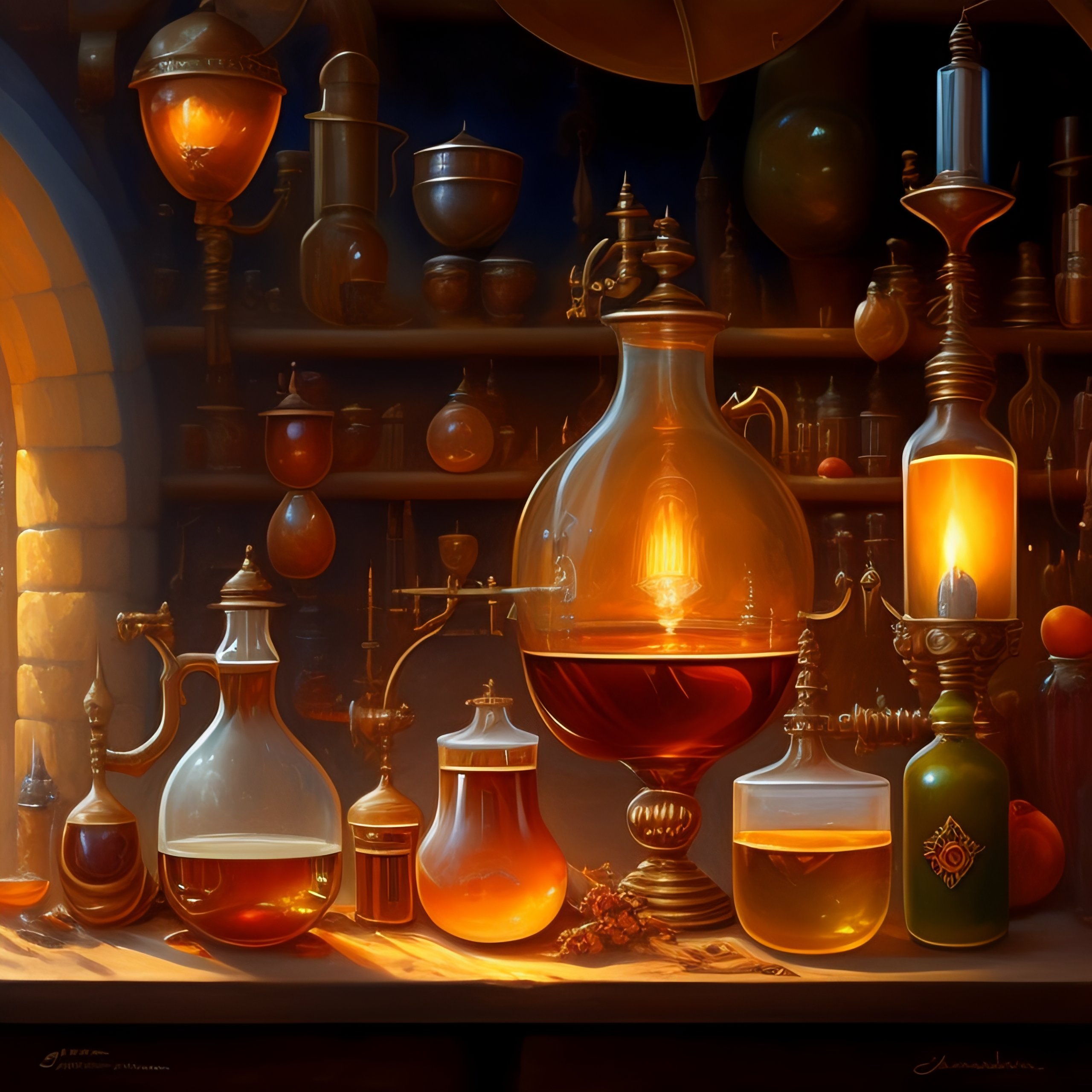 Lexica - Surreal art of a maximalist surrealism cluttered fantasy medieval alchemist's ...