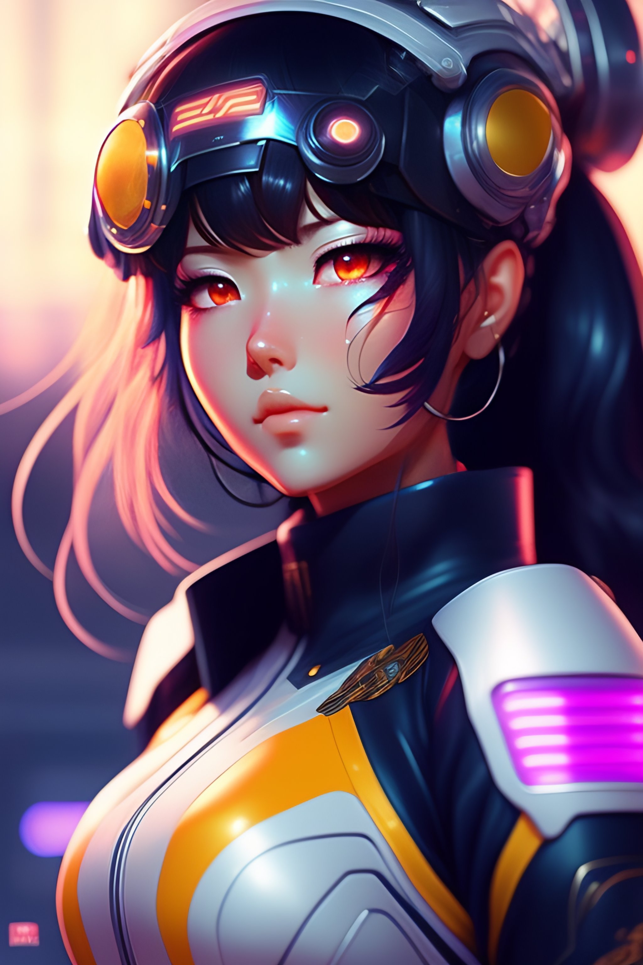 Lexica - Portrait Anime Commander Girl Neon-cybernetic cute-fine-face ...