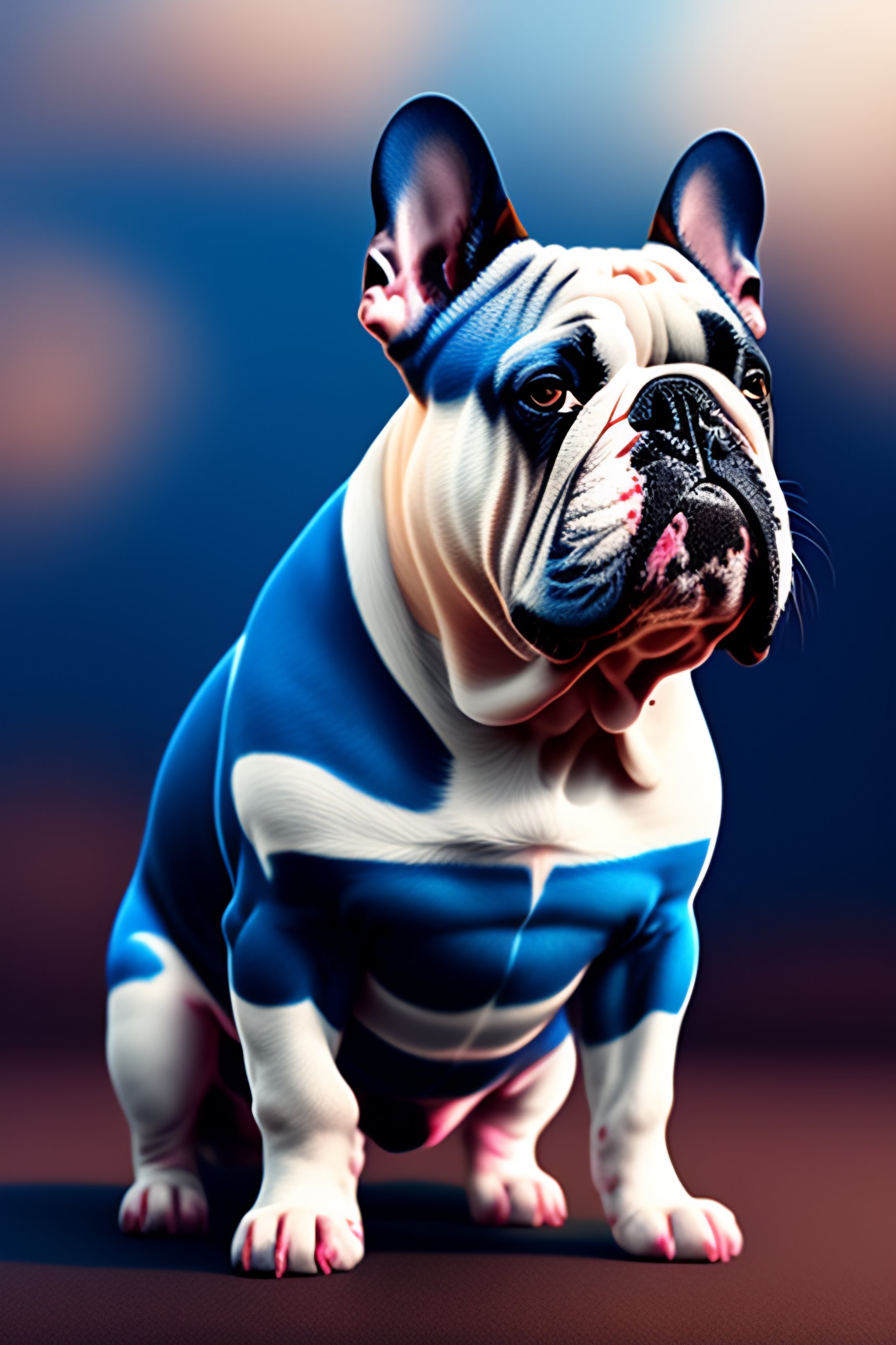 Lexica - A blue police custom silly bulldog, stick in front