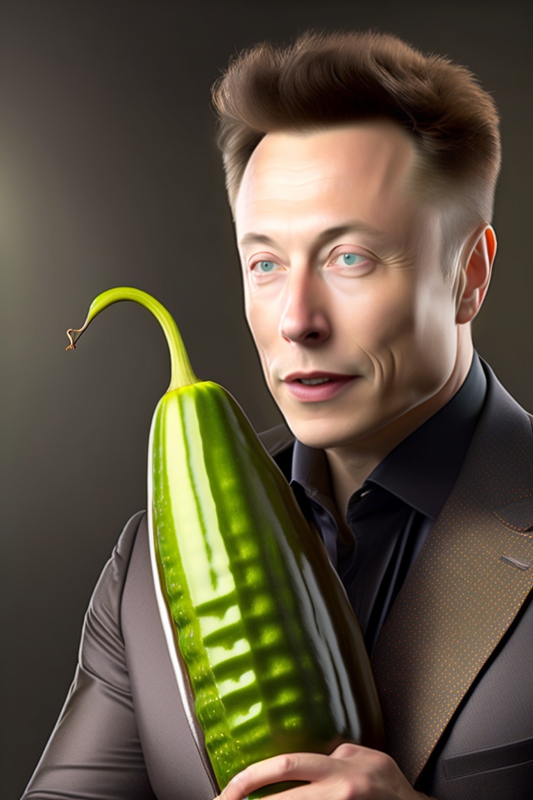 Lexica - Elon Musk holds a cucumber and fighting Joe Baiden, who is ...