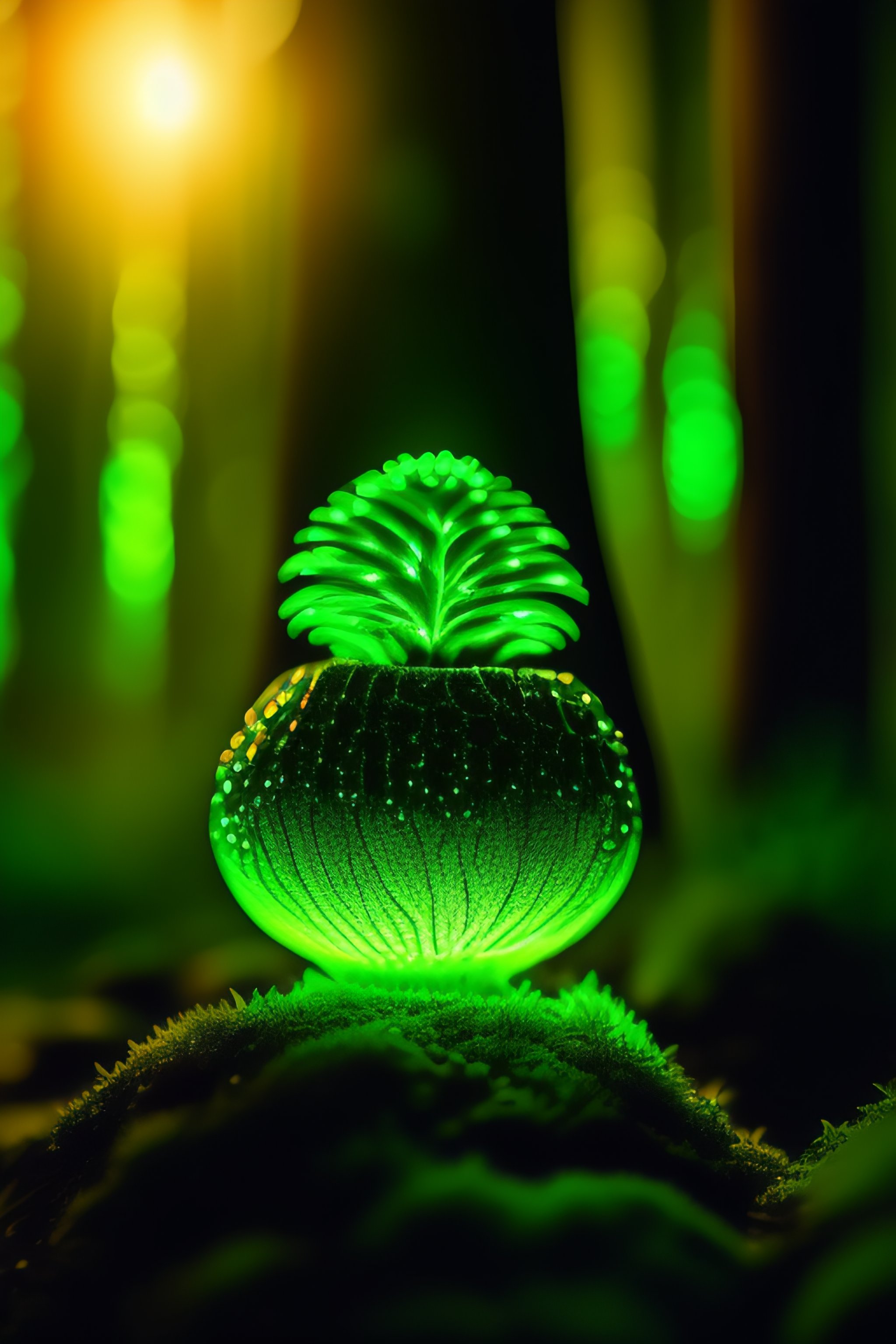 Lexica - Close up of Green glowing ants on a man’s palm in a forest at ...