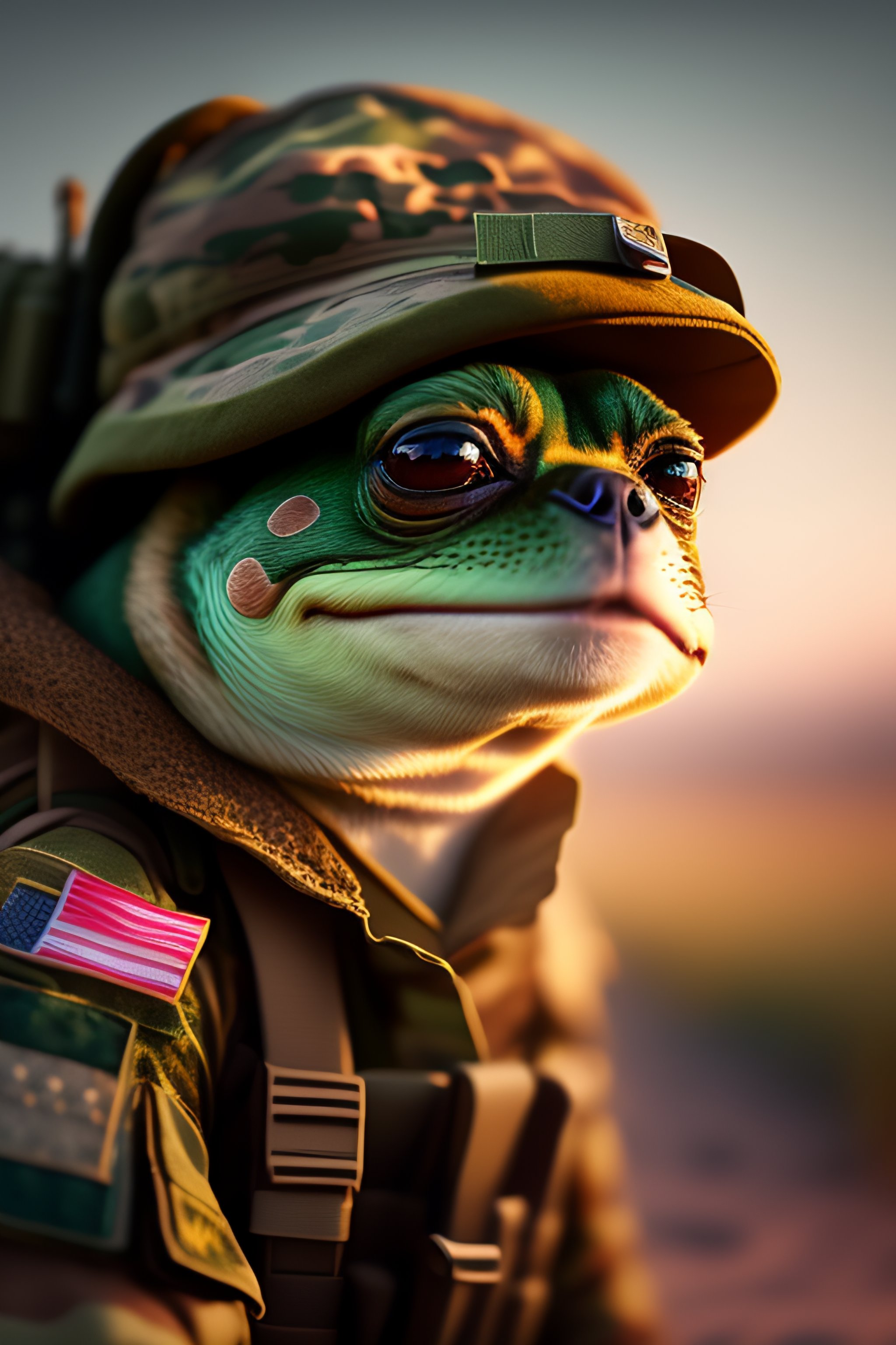 Lexica - An exhausted pepe the frog at the frontlines in the army at ...