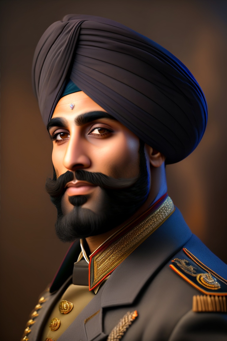Lexica - World war 2 Sikh soldier , ears fully covered in turban ,in ...