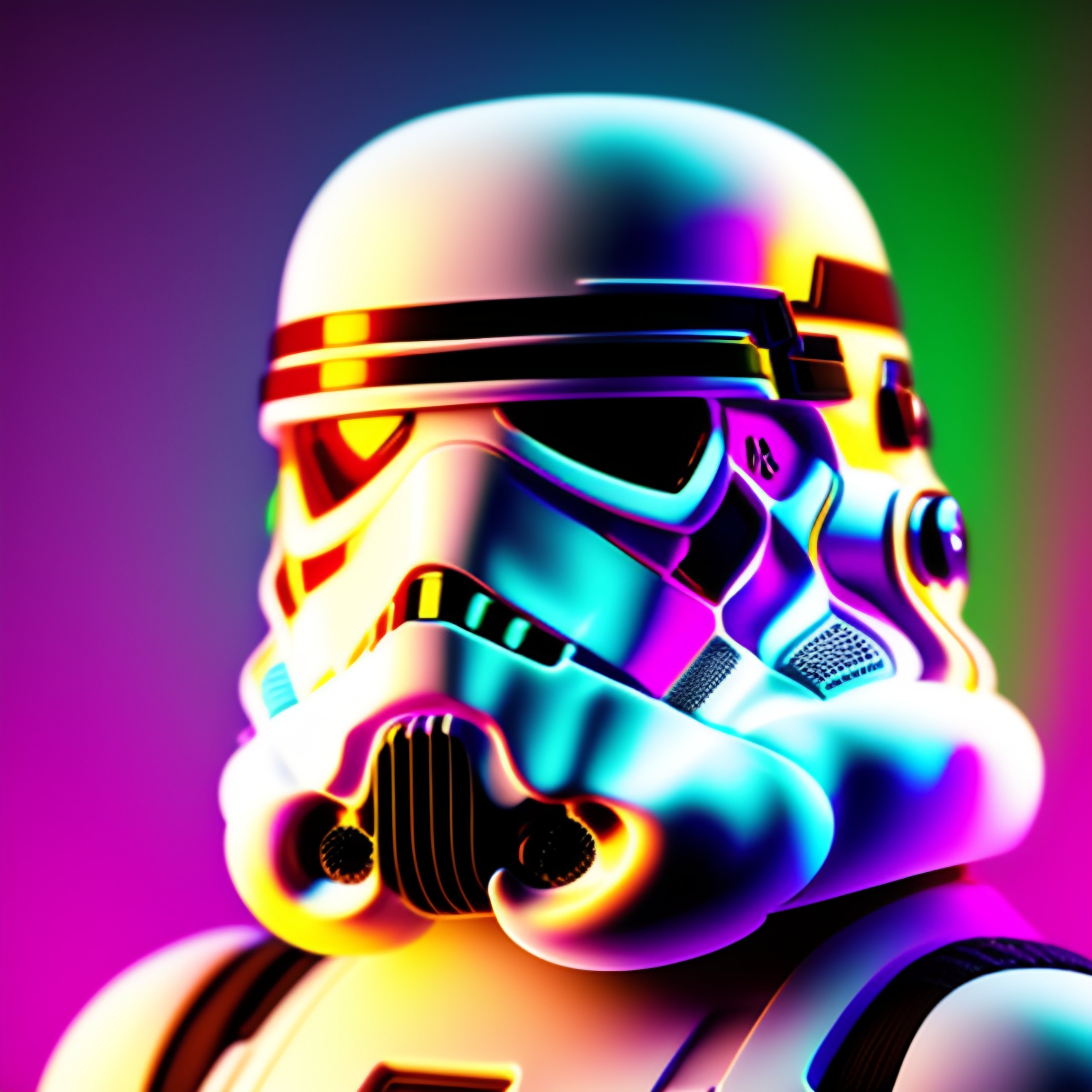 Lexica - 3d render of a Stormtrooper in neon colors white helmet in a ...