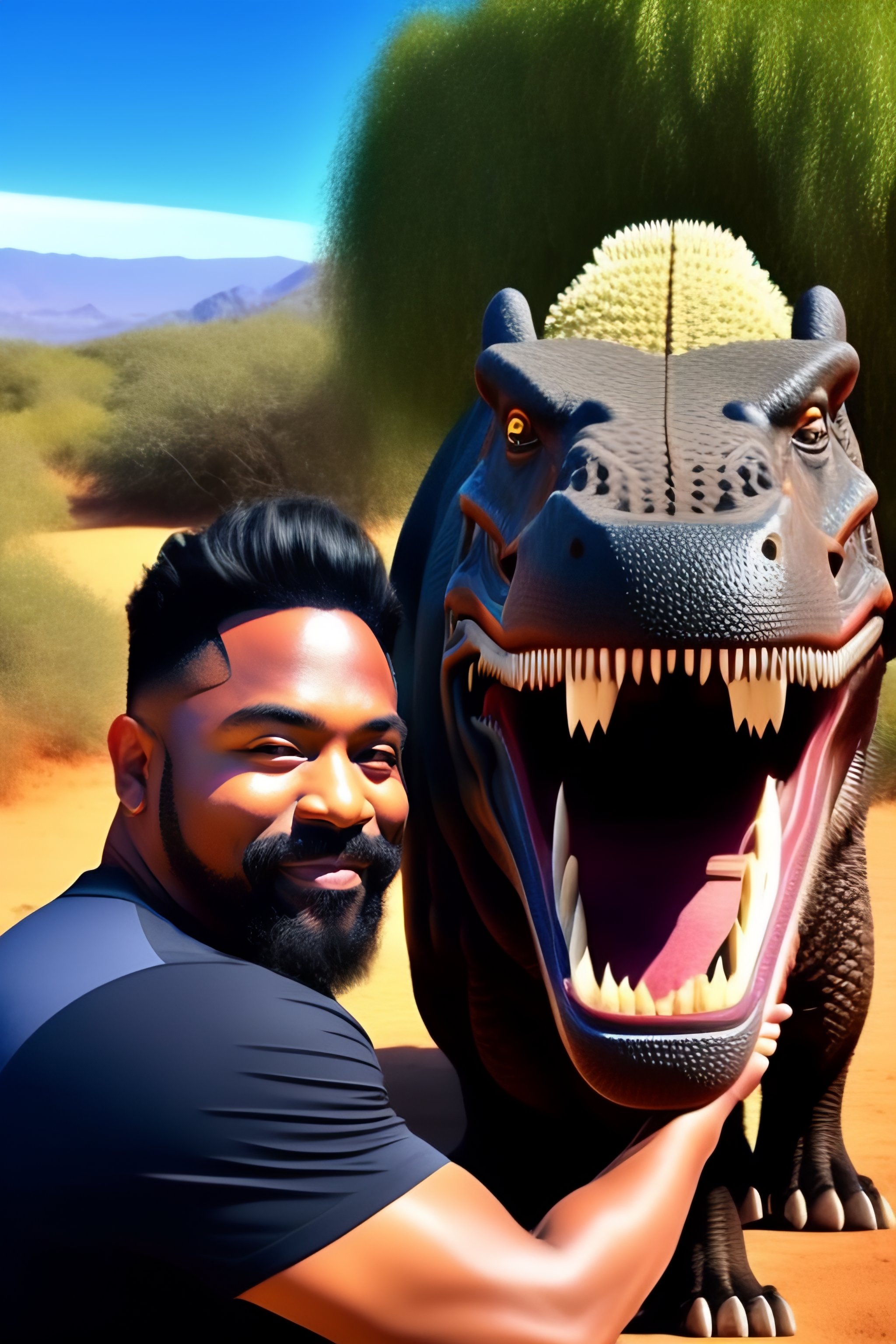 Lexica - Banderitax from YouTube Taking a selfie with a t-rex