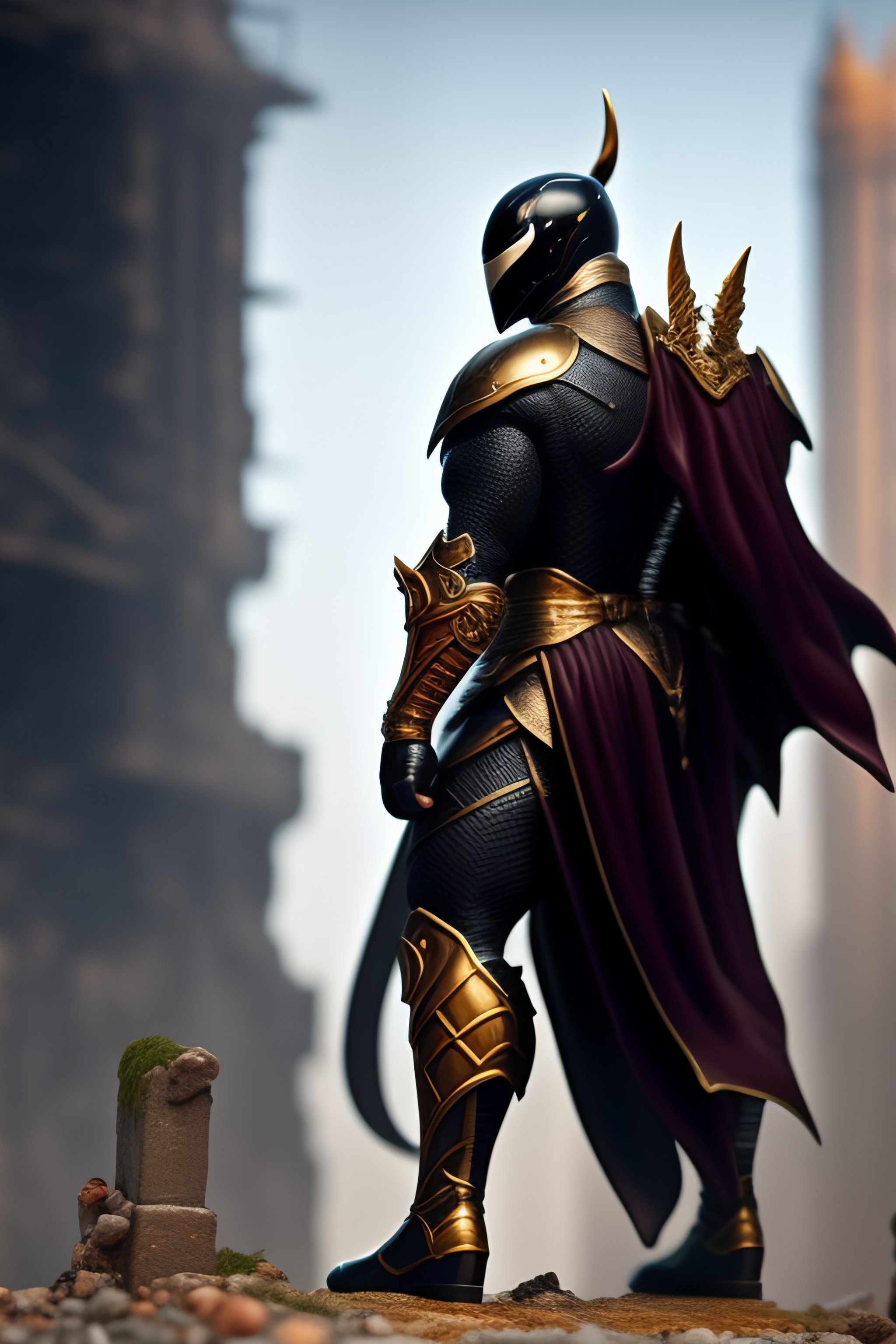 Lexica - Venom suit medieval knight with a destroyed city with fore ...