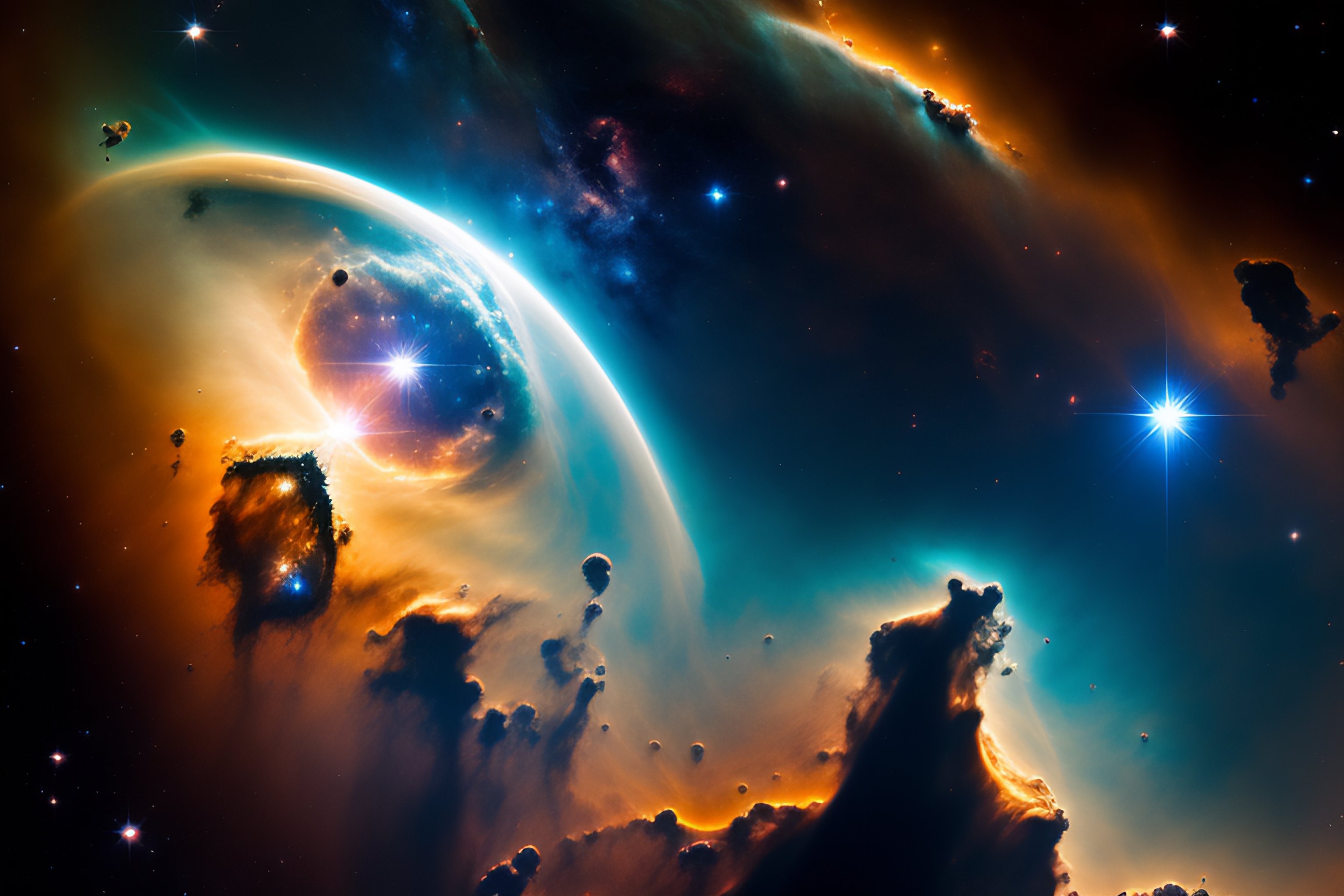 Lexica - Hubble stars , pillars of creation , space ship floating in ...