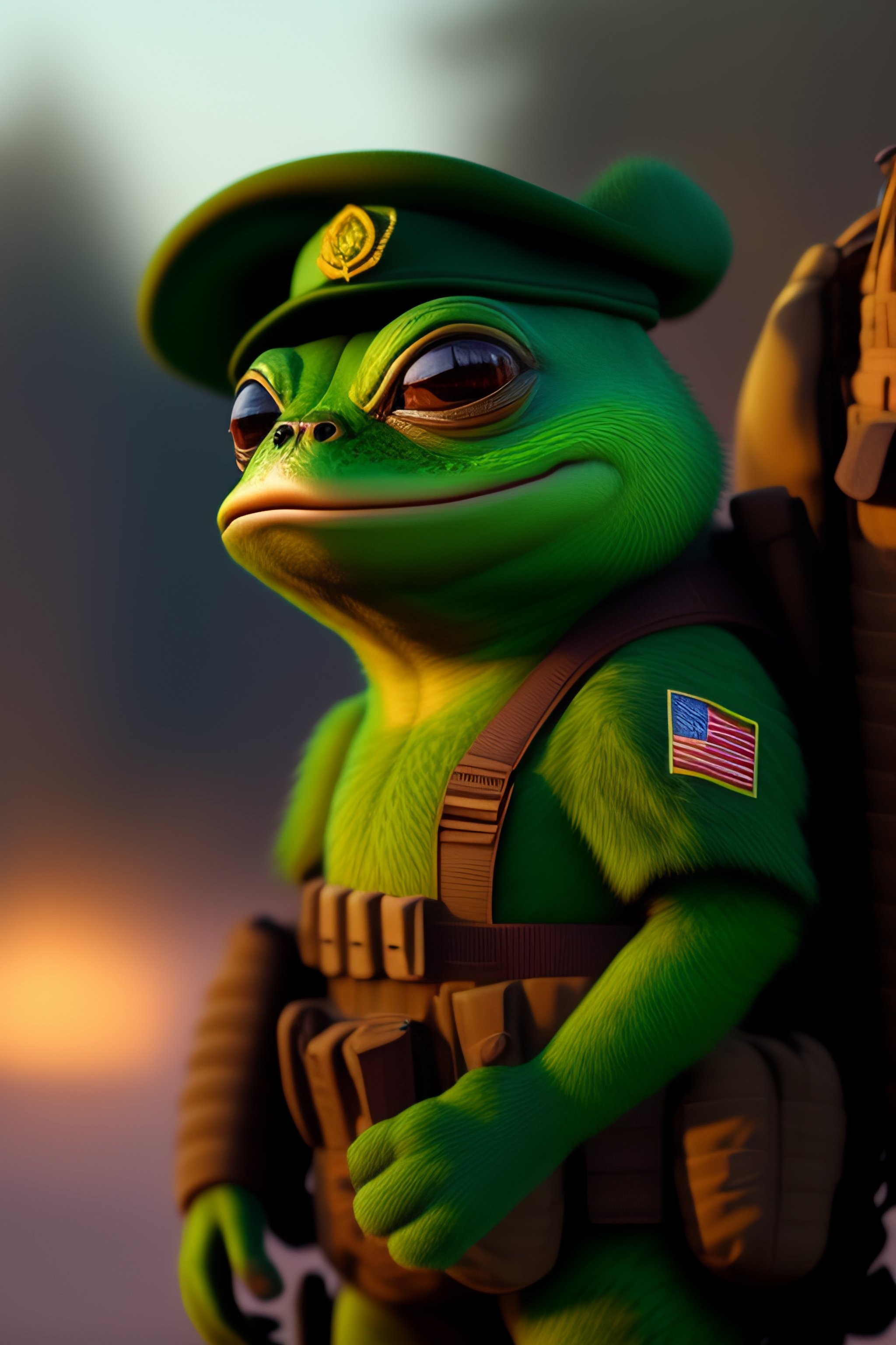 Lexica - An exhausted pepe the frog at the frontlines in the army at ...