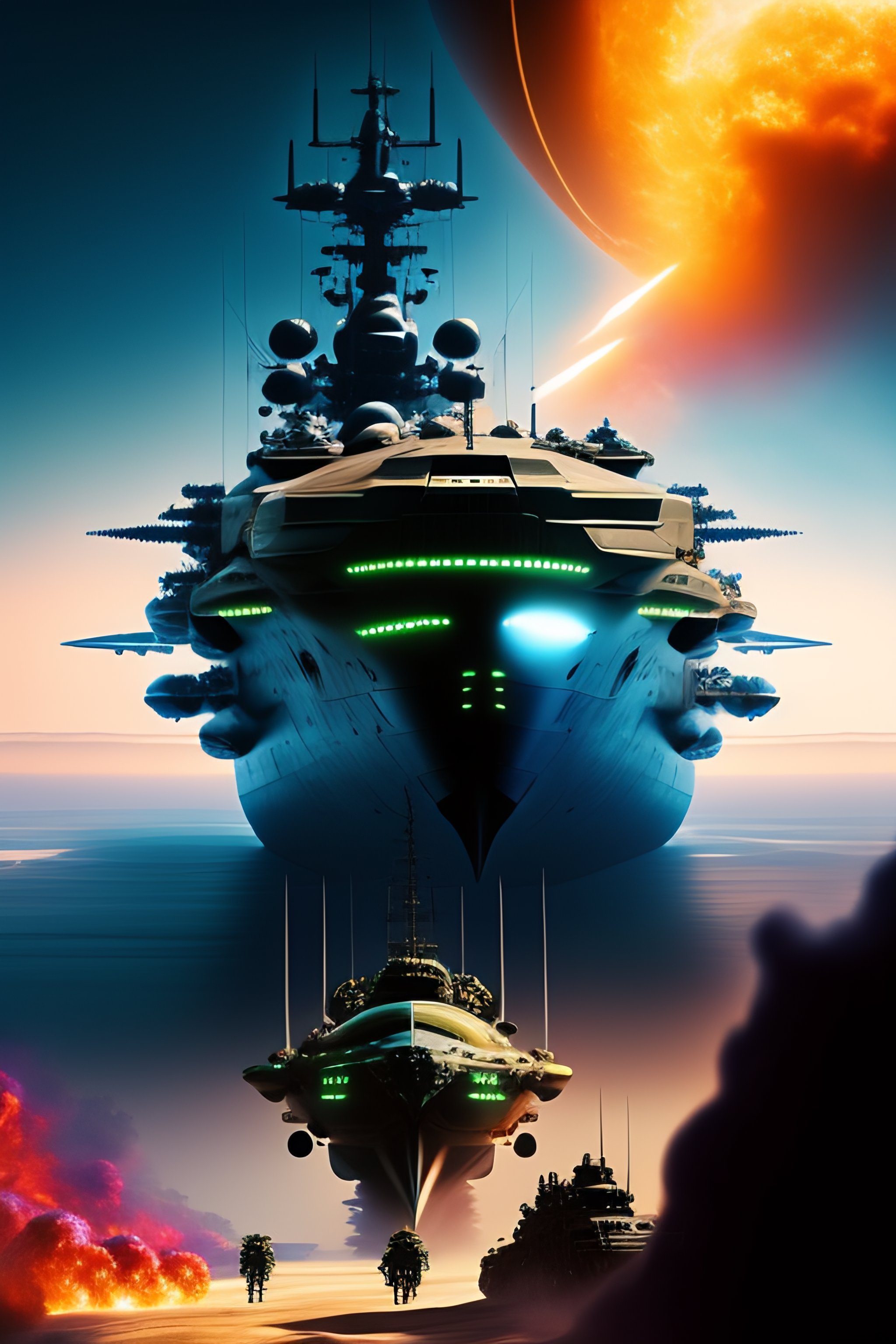 Lexica - Hostile alien battleship attacking earth