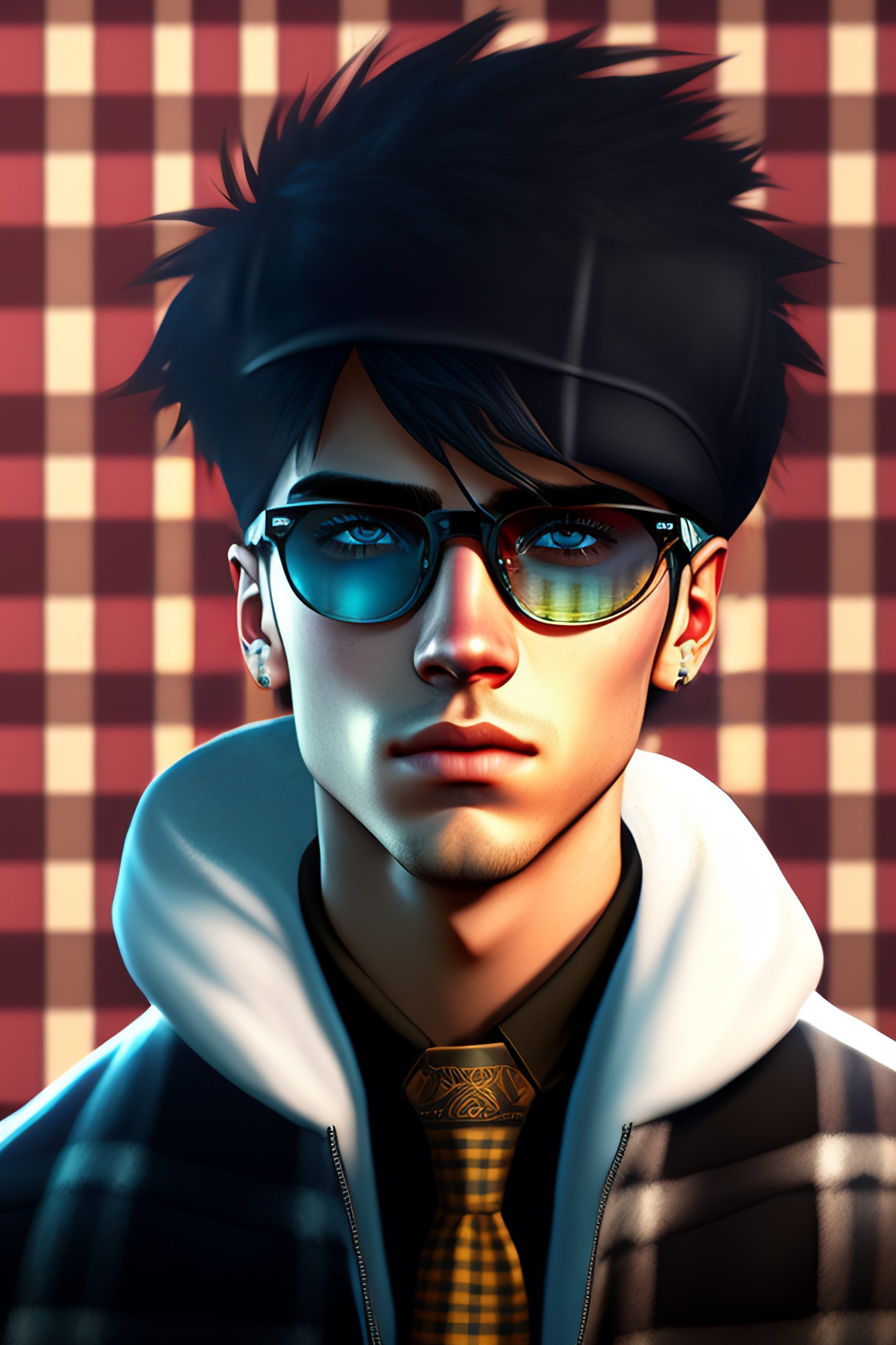 Lexica - Highly detailed portrait of a sewer emo punk student, blue ...