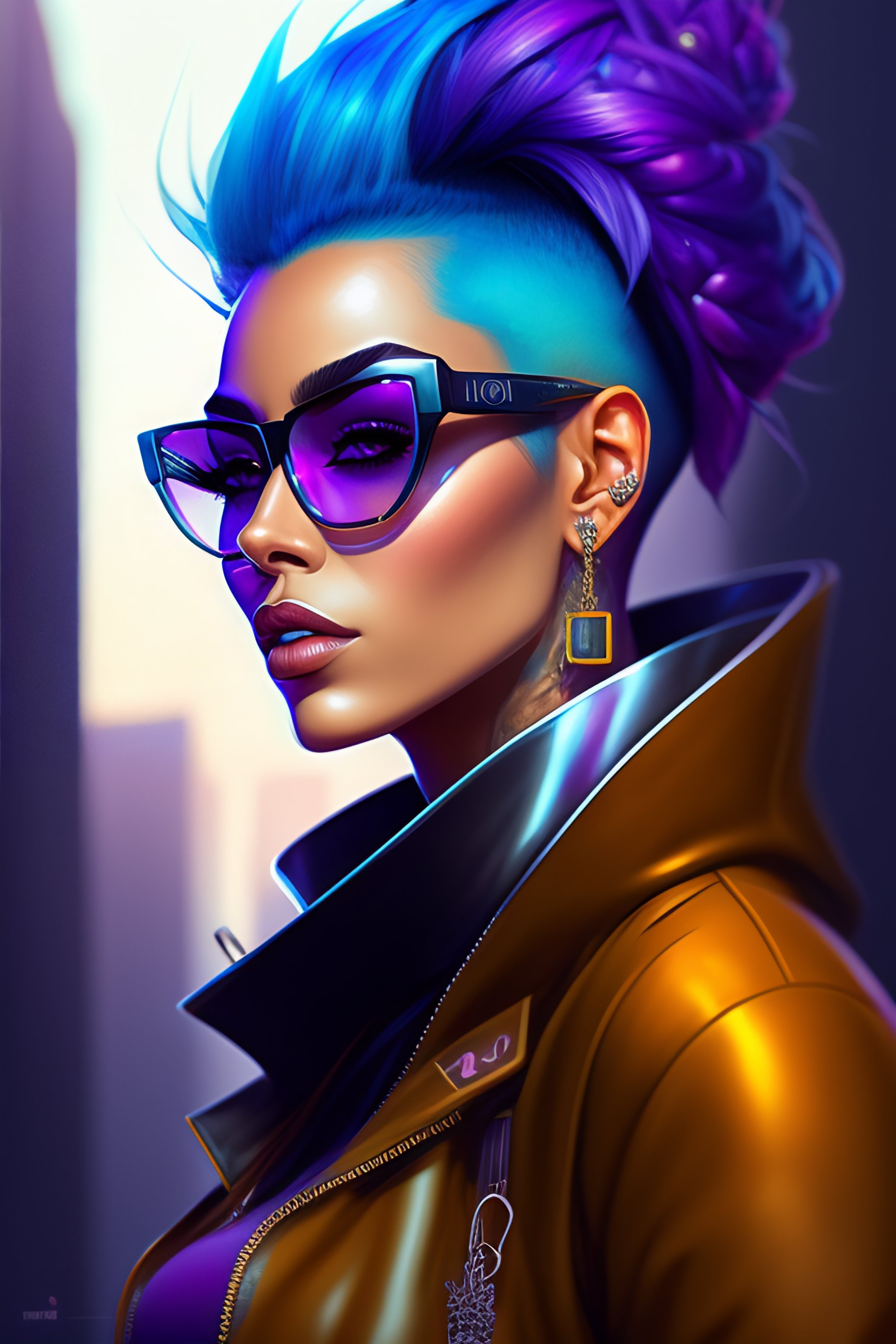 Lexica - A portrait of a cyberpunk punker with mawhawk and glasses ...