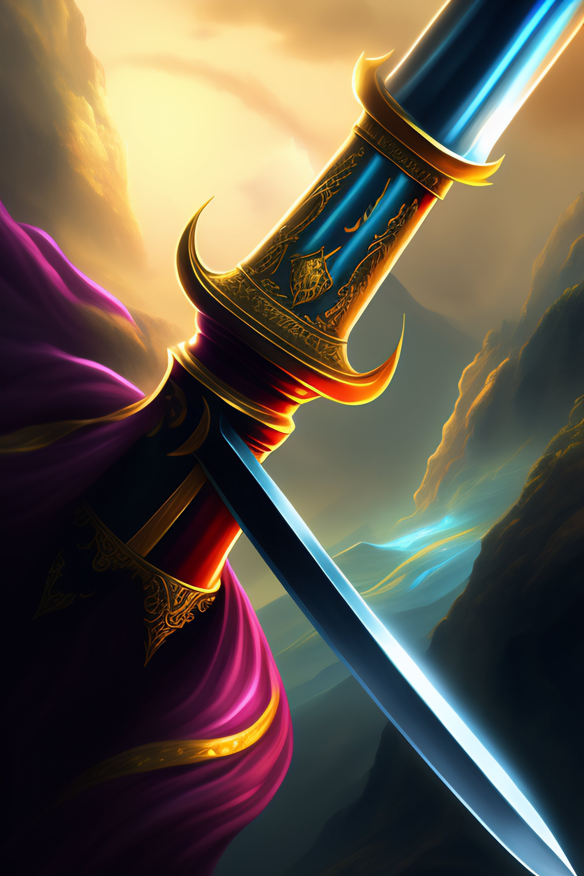 Lexica - A painting of wizard sword digital art, hd
