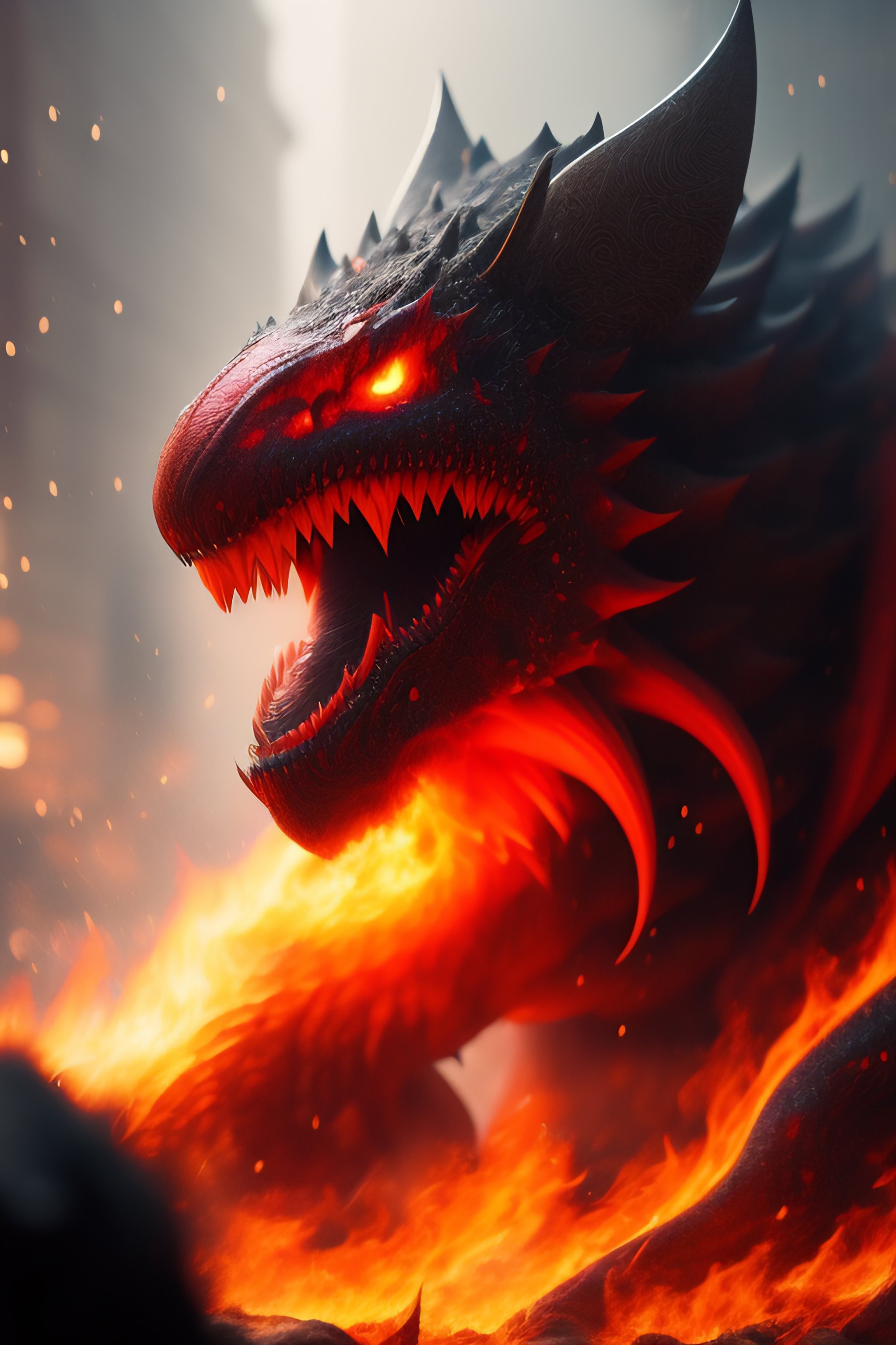 Lexica - Monster with 100 arms in a fire storm bleeding