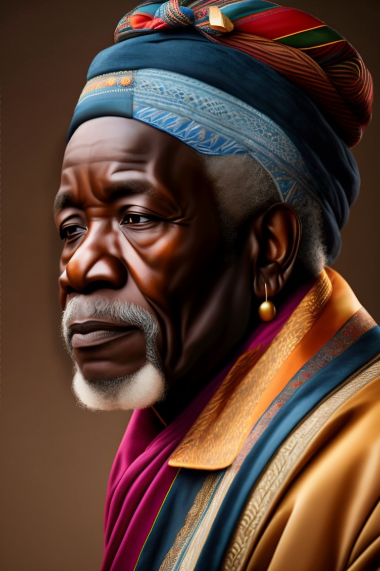 Lexica - African old men father face with ethnical clothes,