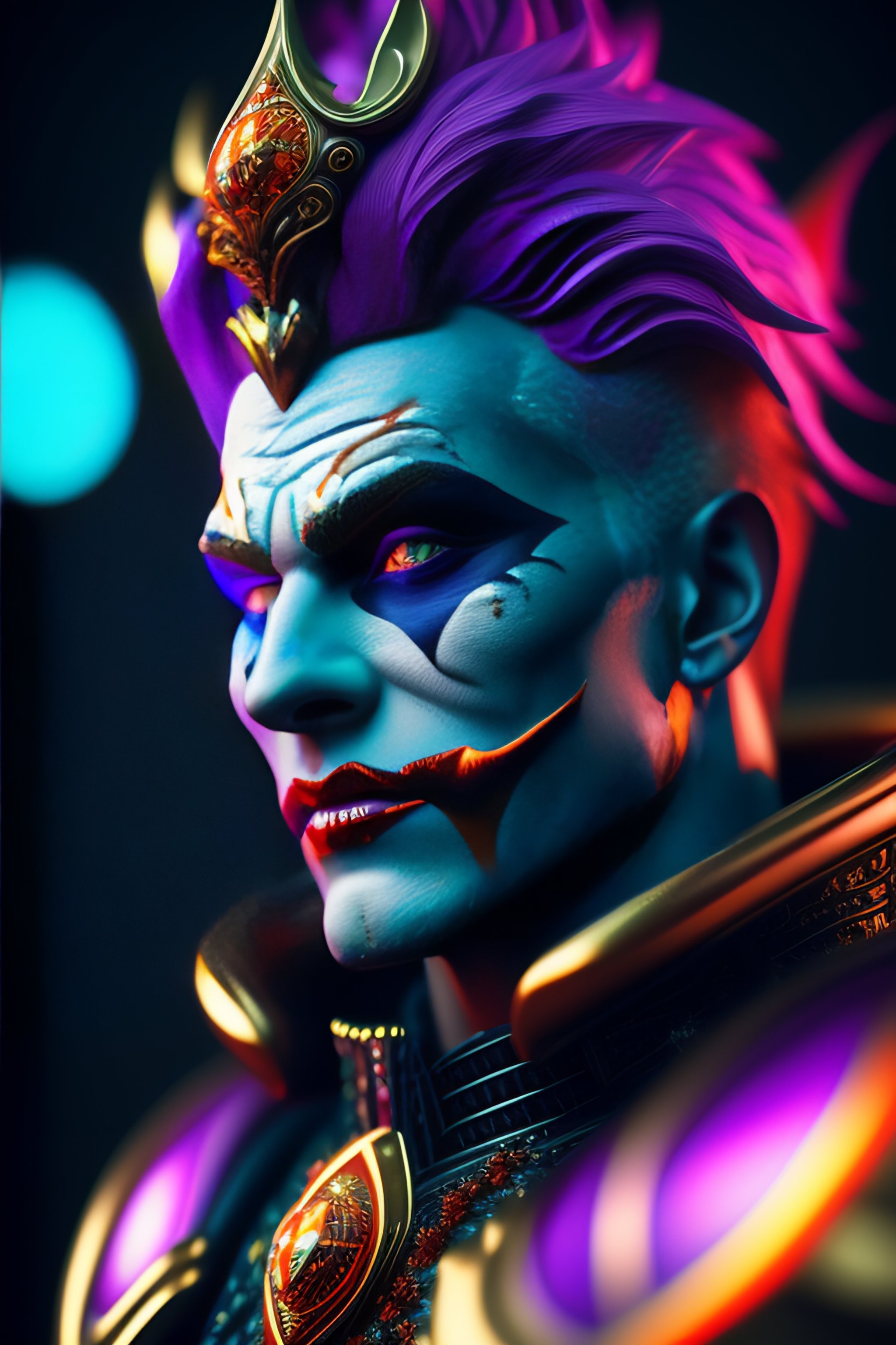 Lexica - Ultra quality. hyper realistic mad joker, intricate silver ...