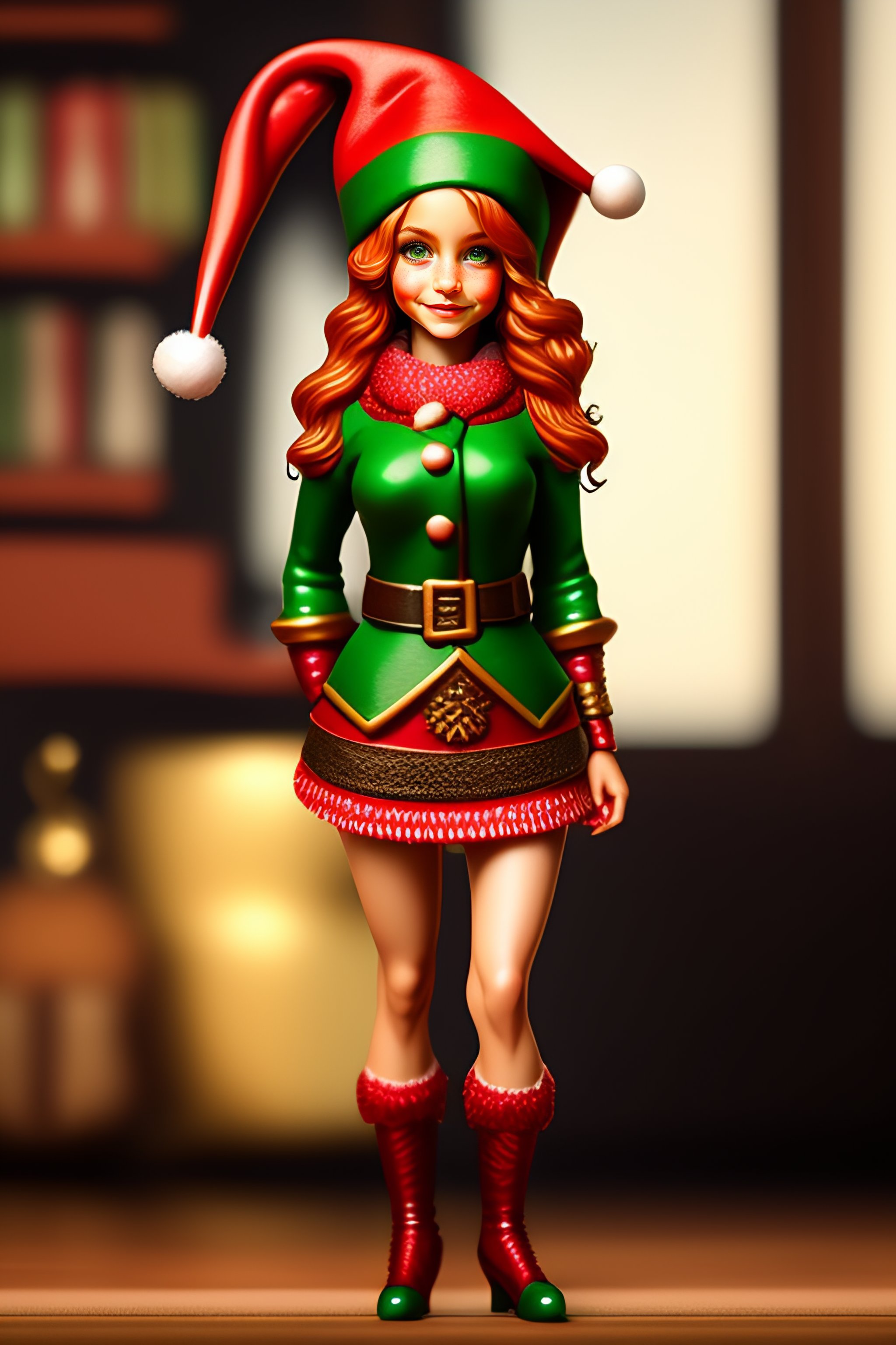 Lexica - Short female, santa's elf, holiday, painted style, hyper ...