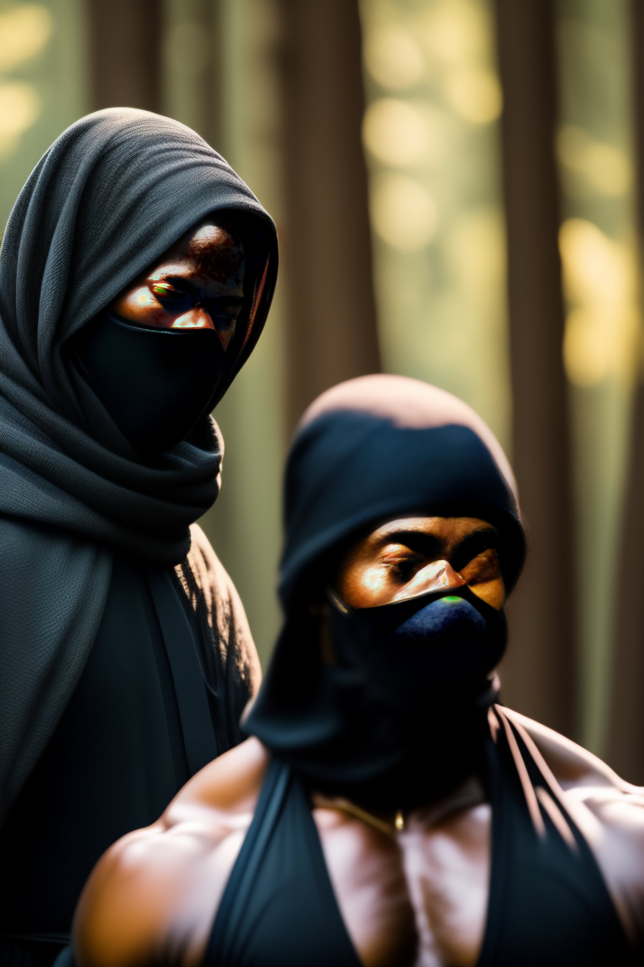 Lexica - Image of two black Ninjas assassins,laughing while training in ...