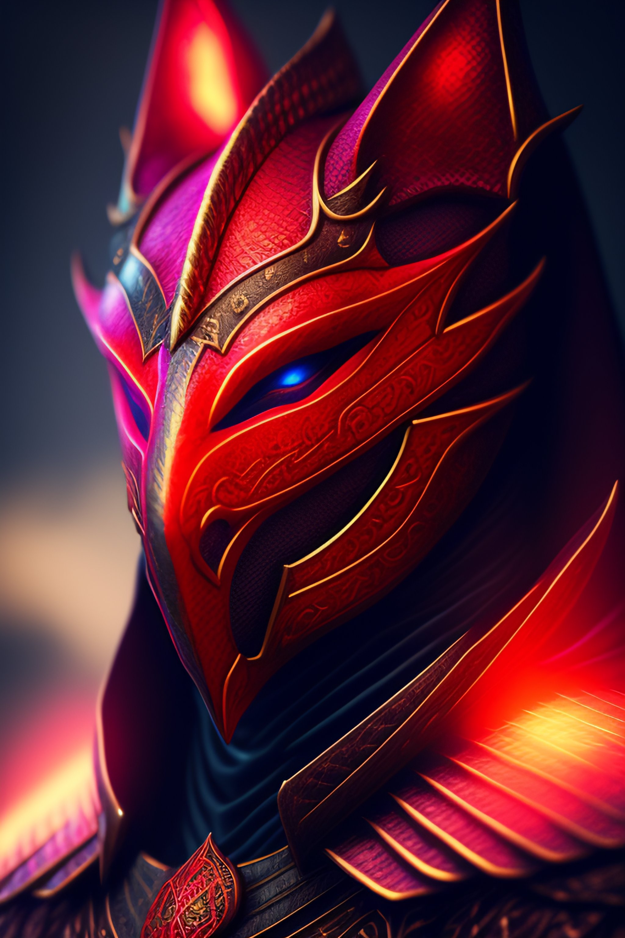 Lexica - Mysterious ,strange mask, wizard ,runes on clothing, dragon ...