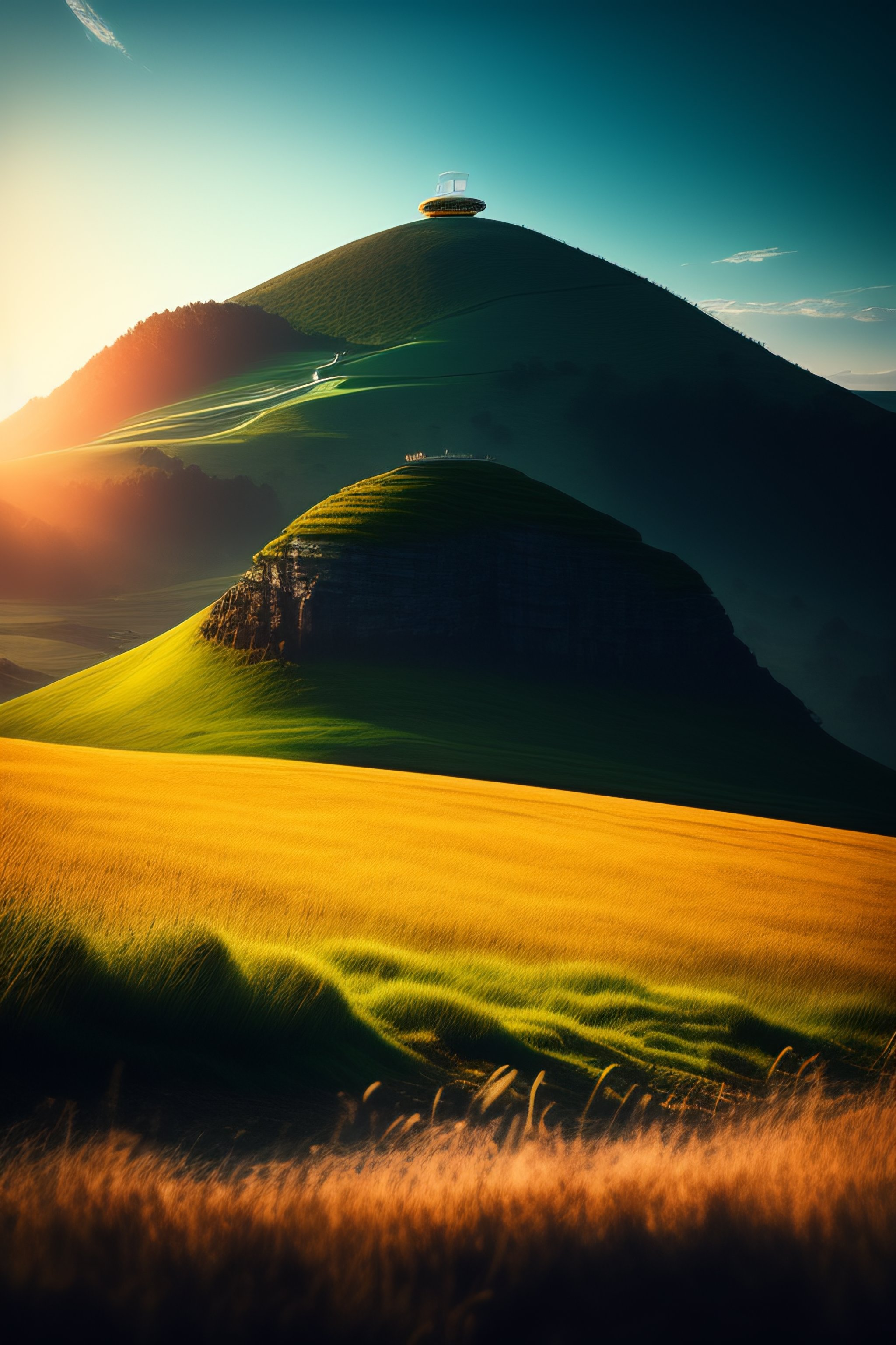 Lexica - Octipus floating, grassy hills, cinematic composition ...