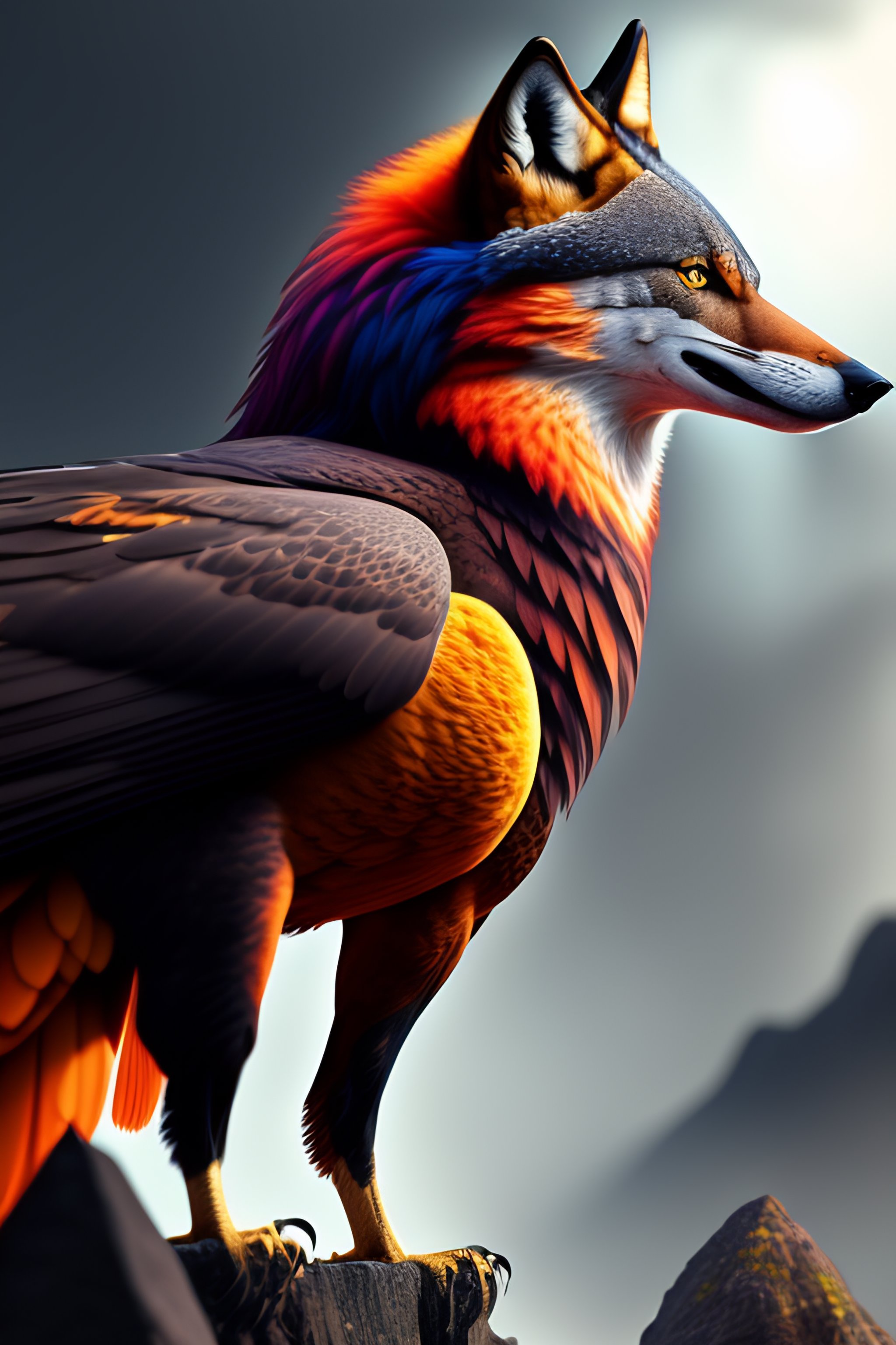 Lexica - Phoenix wolf and eagle as a one creature, ultra detailed ...
