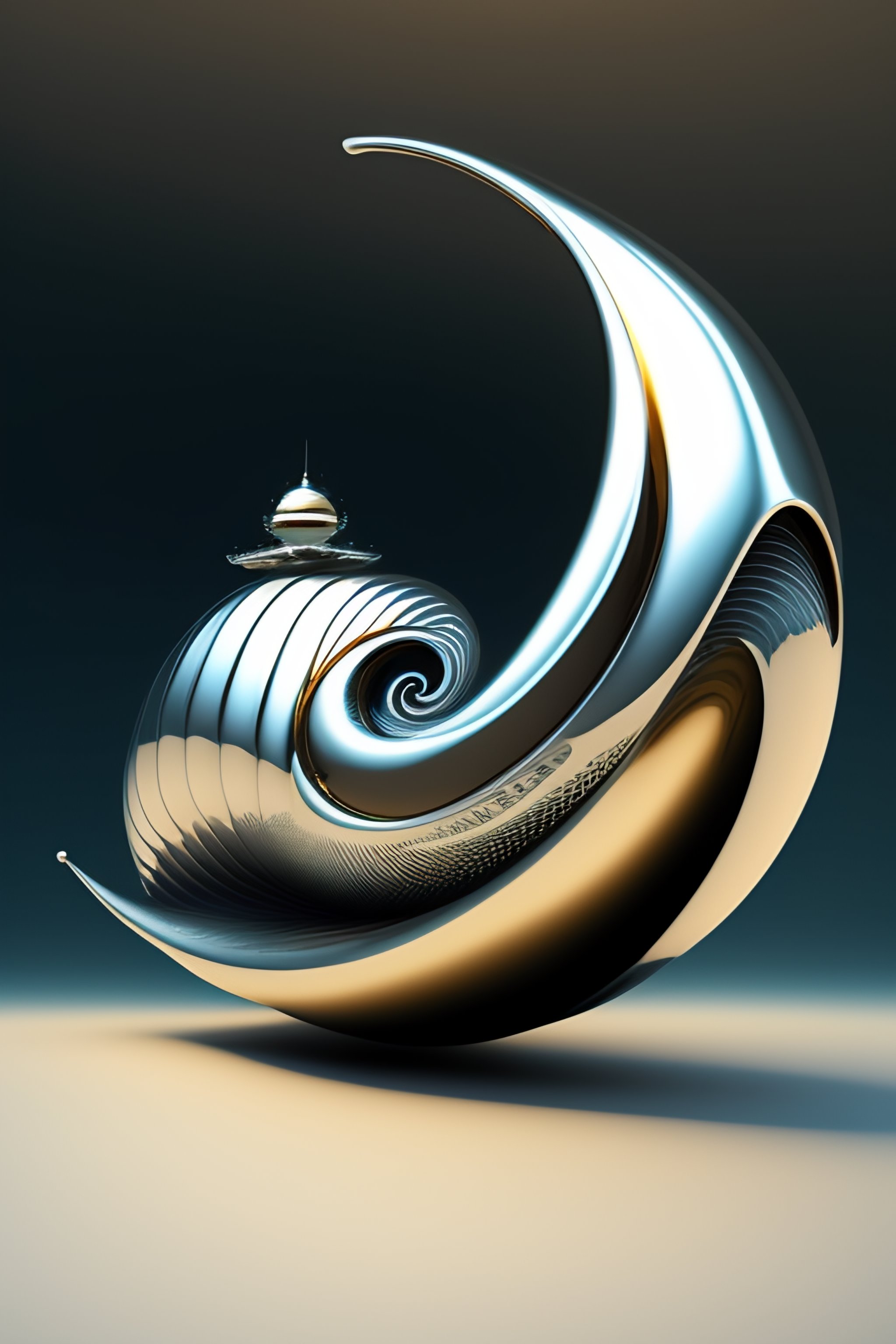 Lexica - Silver nautilus sea shell is a spaceship, it is flying, realistic
