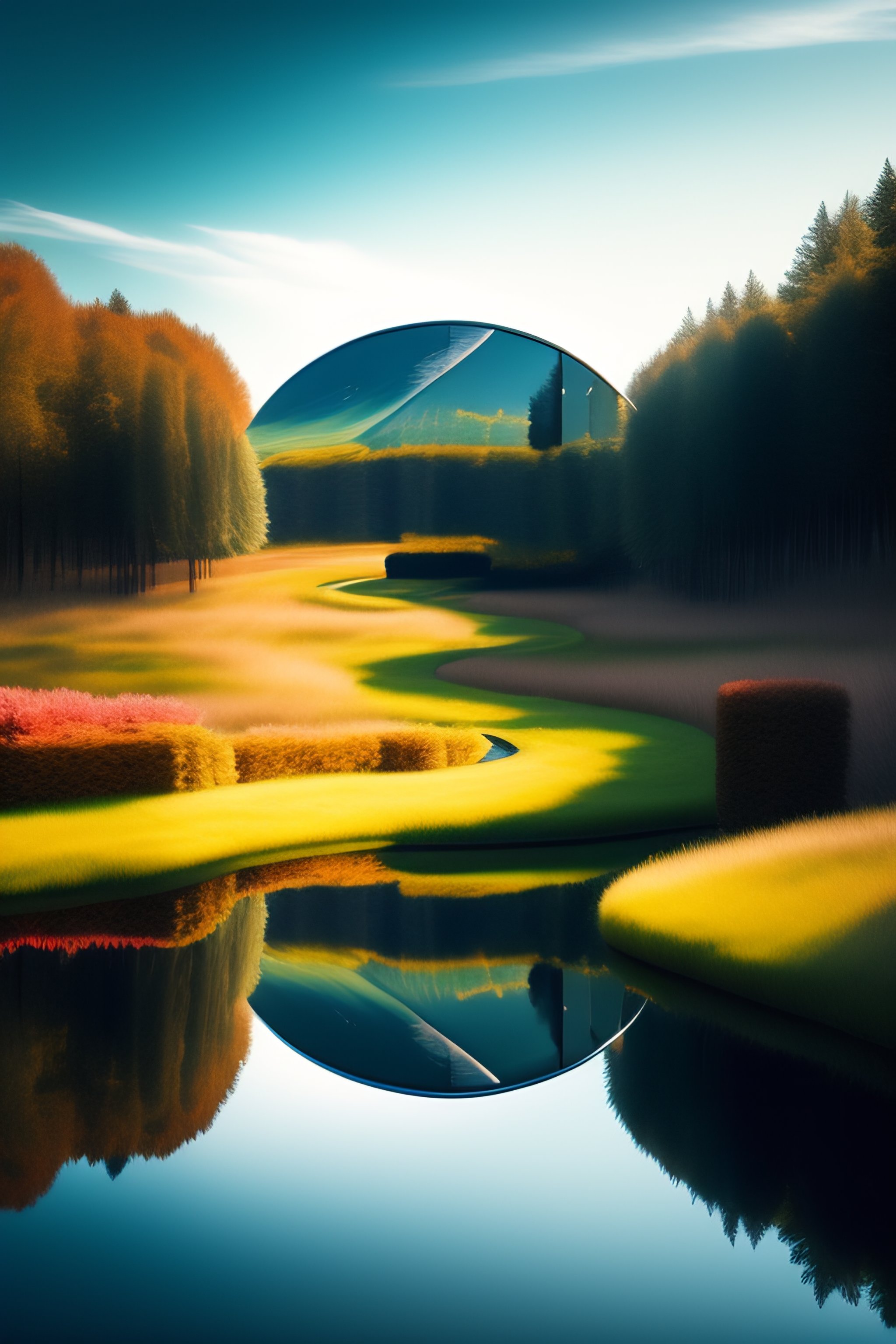 Lexica - Create a surreal landscape featuring a winding path that leads ...