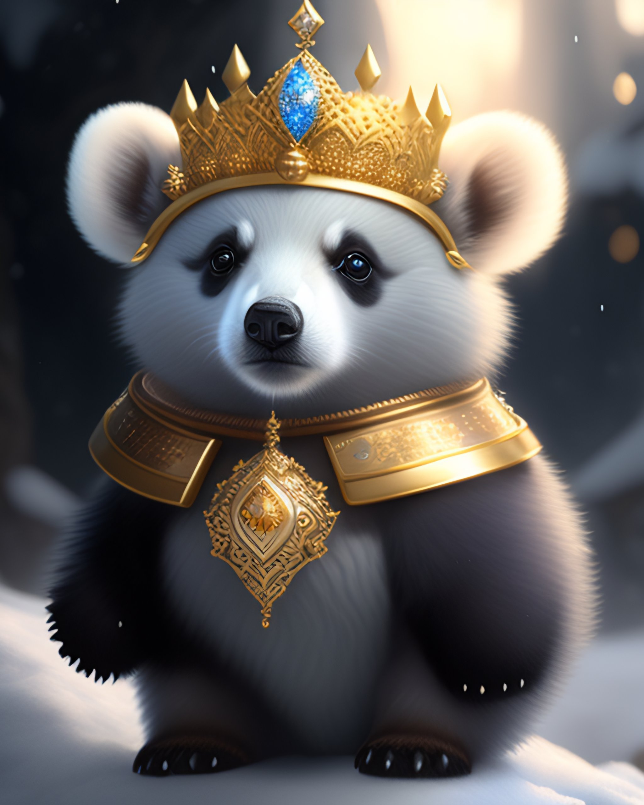 Lexica - Cute baby icebear with royal crown, royal armour and royal ...