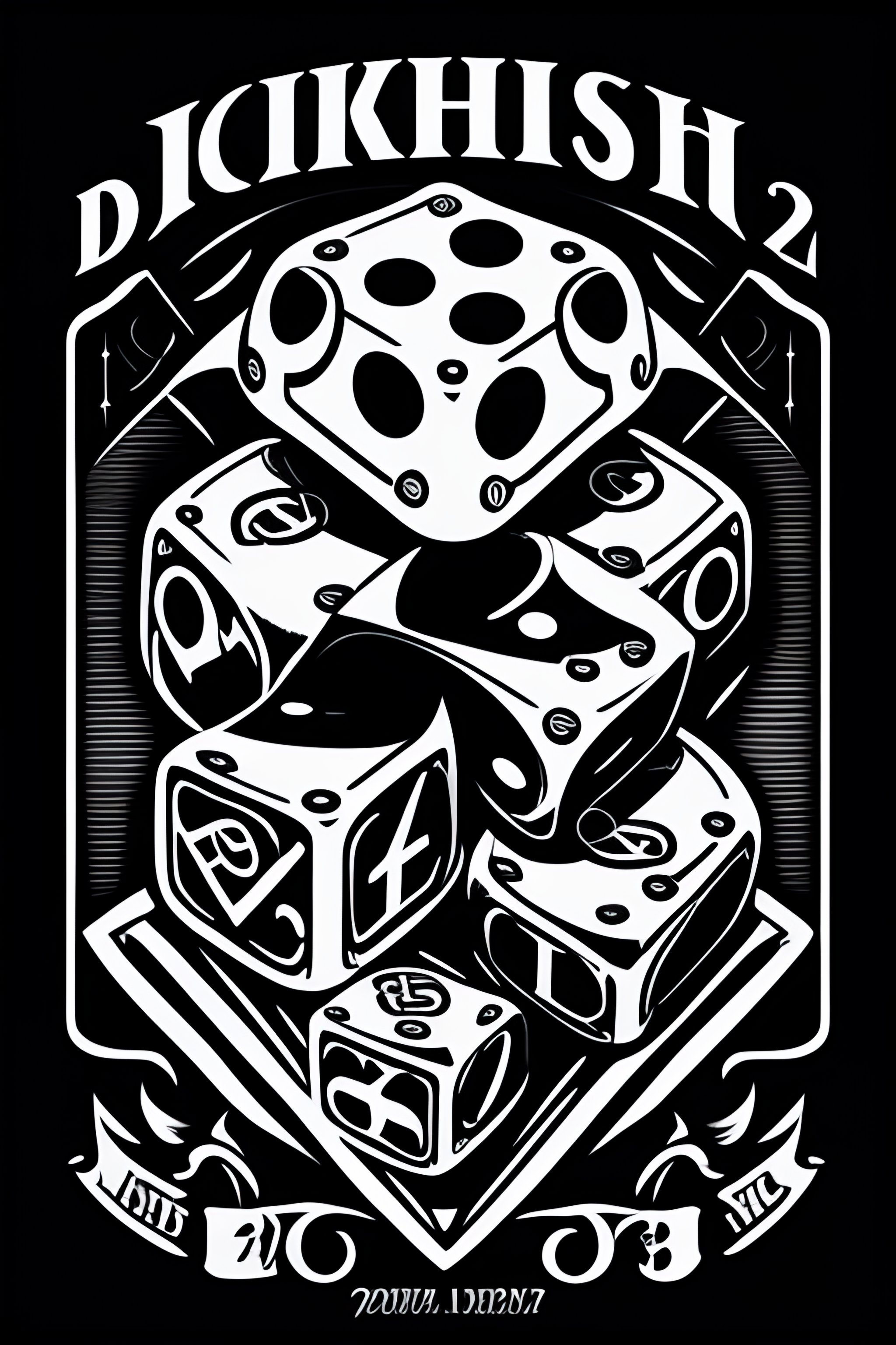 Lexica - Skeletal hands holding d20 dice, 80s style, vector , retro ...