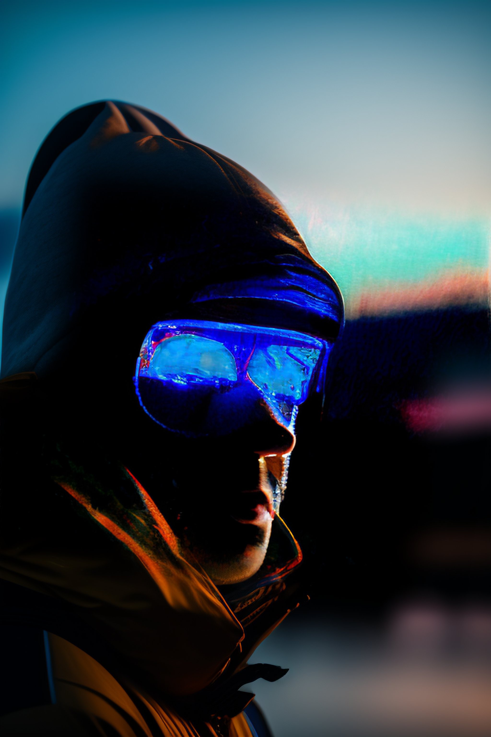 Lexica - Man wearing hideous mask that is scary, in the dark, low light ...