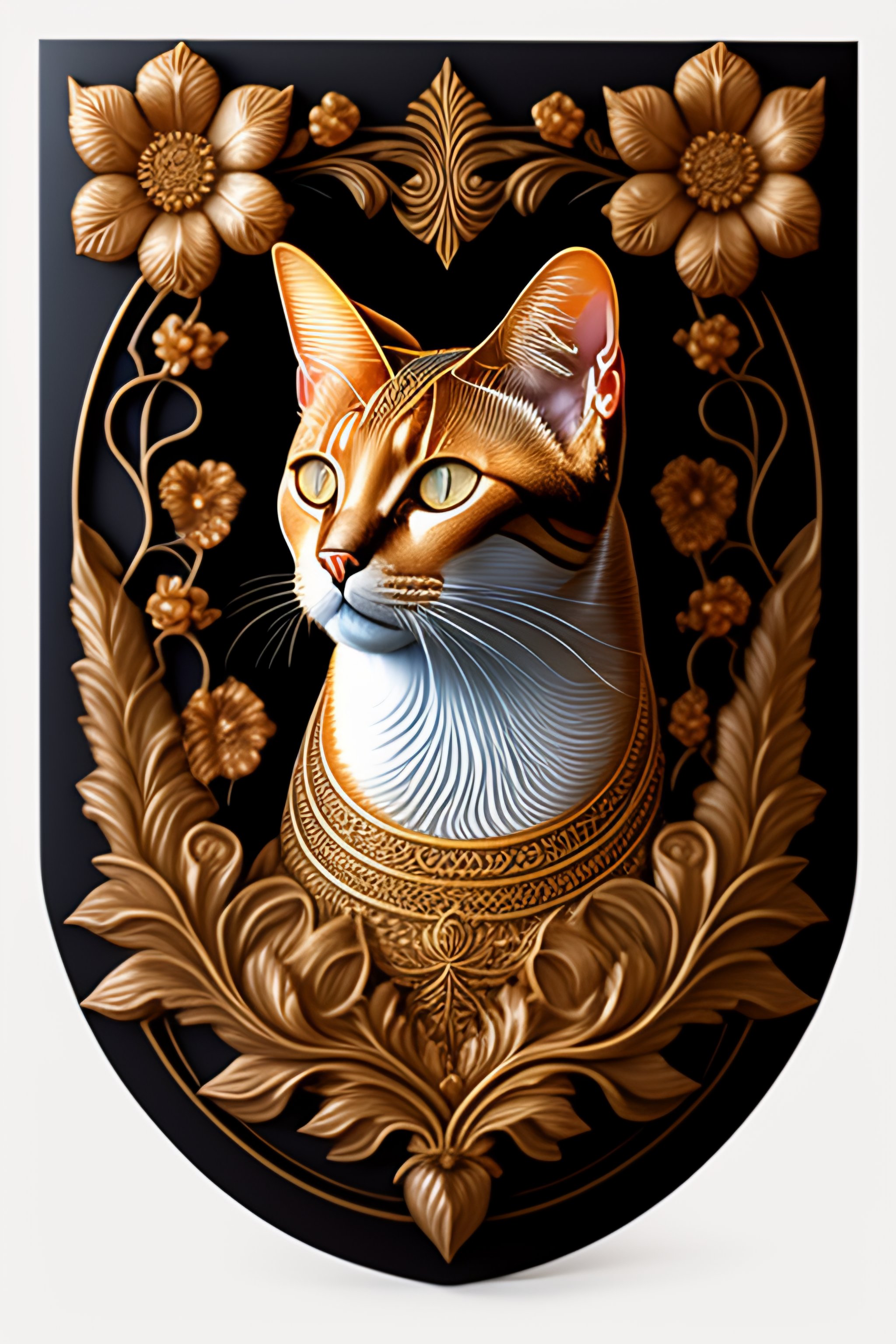 Lexica - Abyssinian cat with classical floral elements emanating from ...
