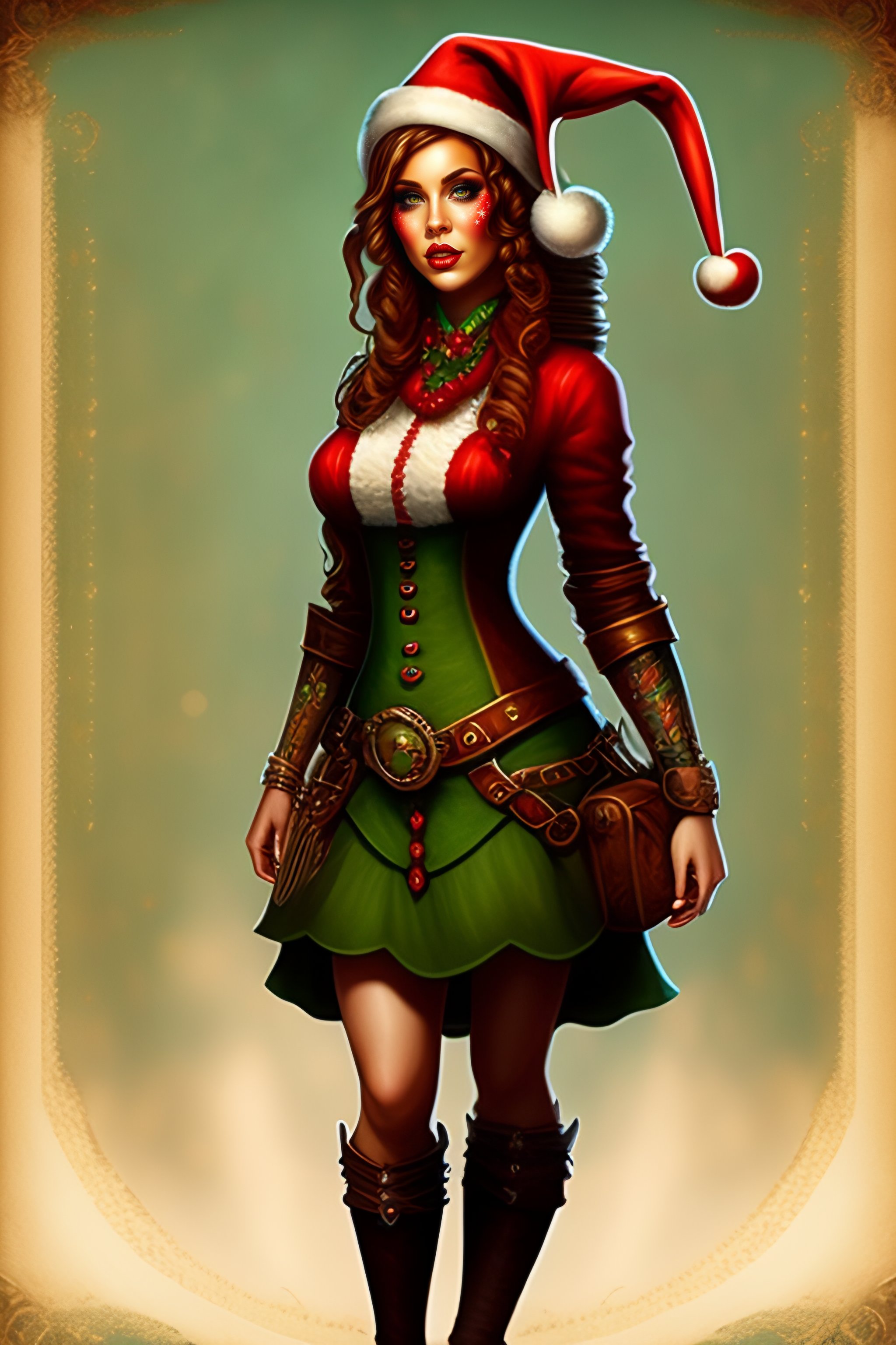 Lexica - Christmas elf, female, tattooed rebel, steam punk, painted ...