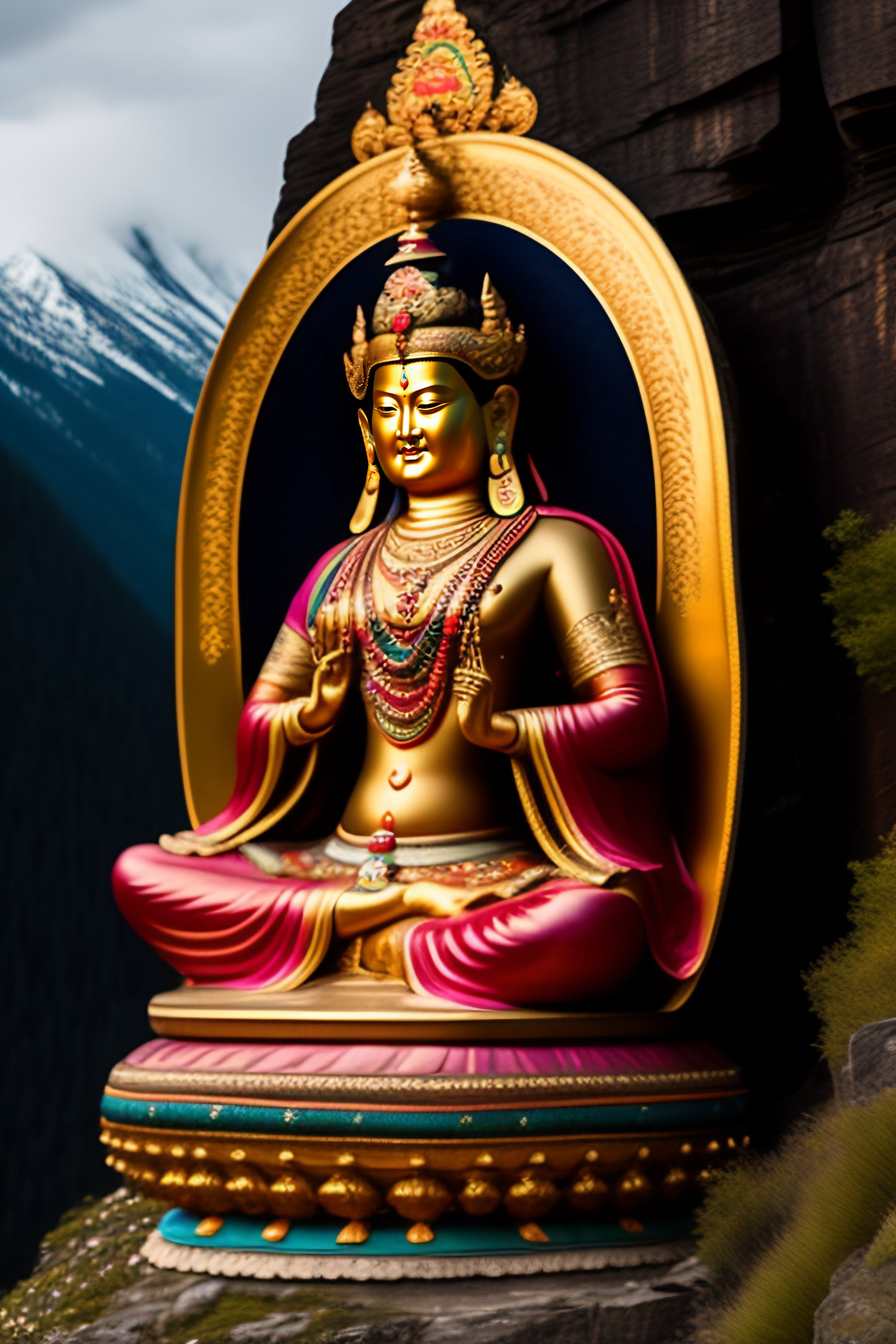 Lexica - Epic guru rinpoche embedded in a mountain side