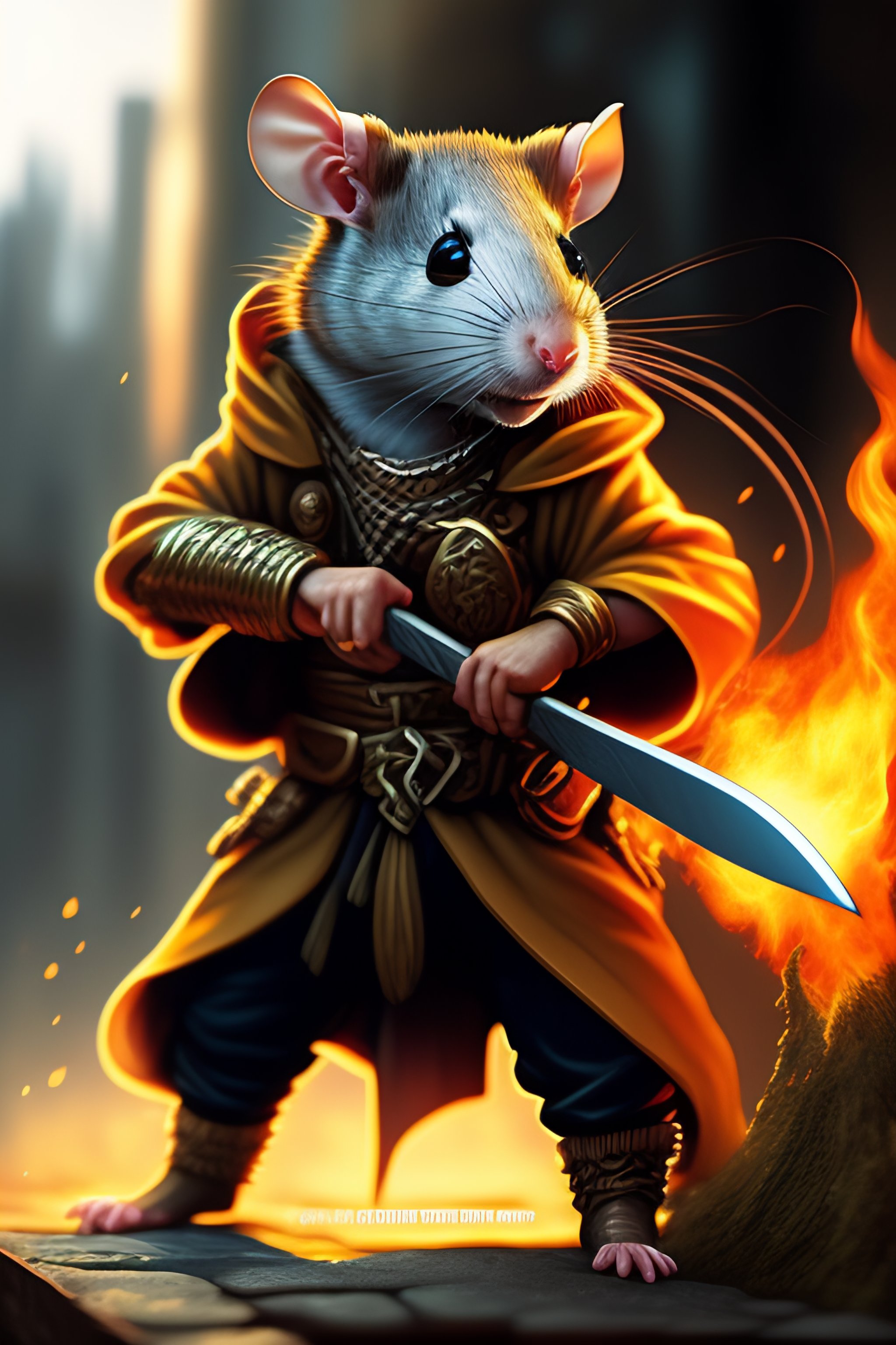 Lexica - A rat dressed in rags and with a melee weapon fights another ...