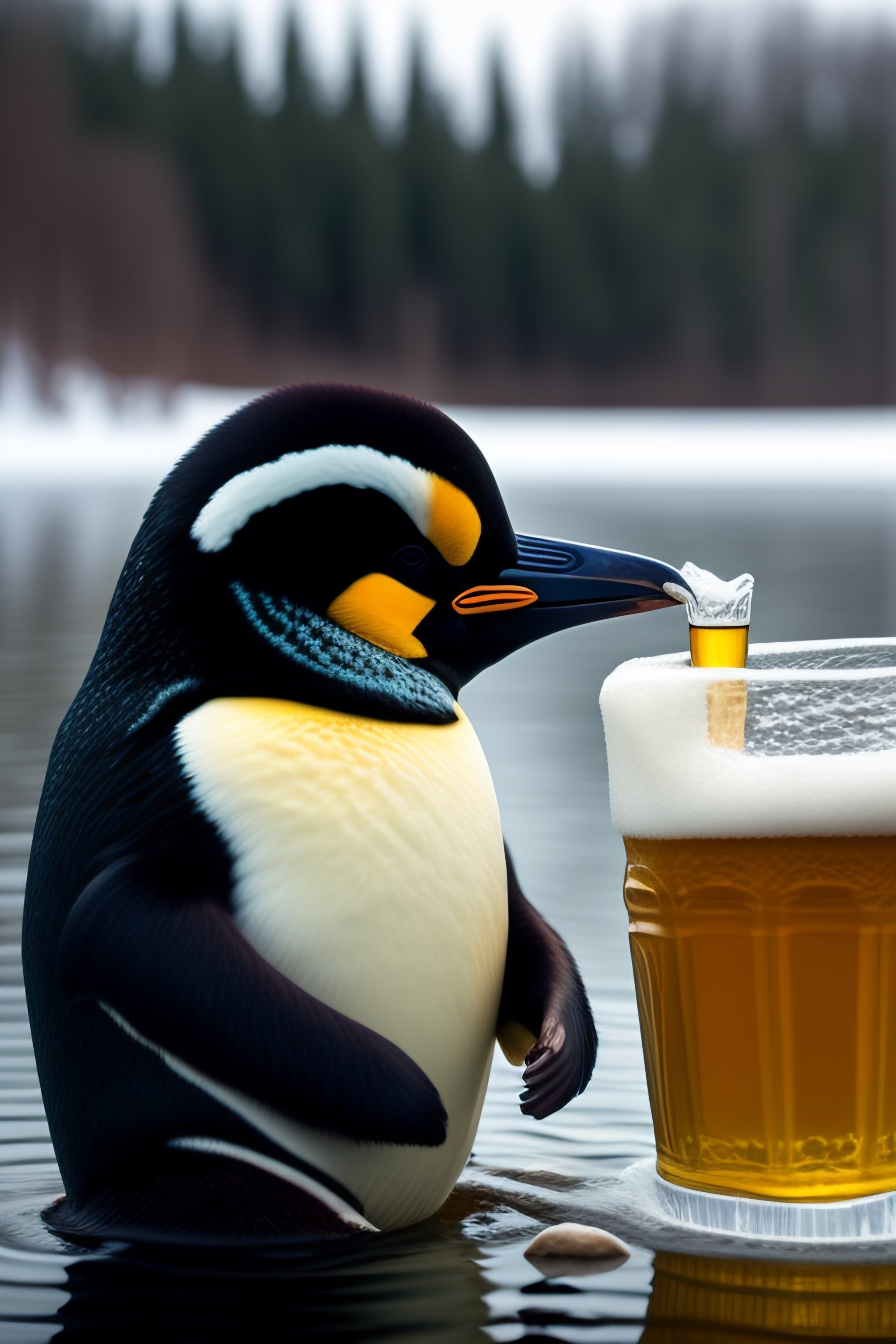 Lexica - Pinguin drinking beer in geramny
