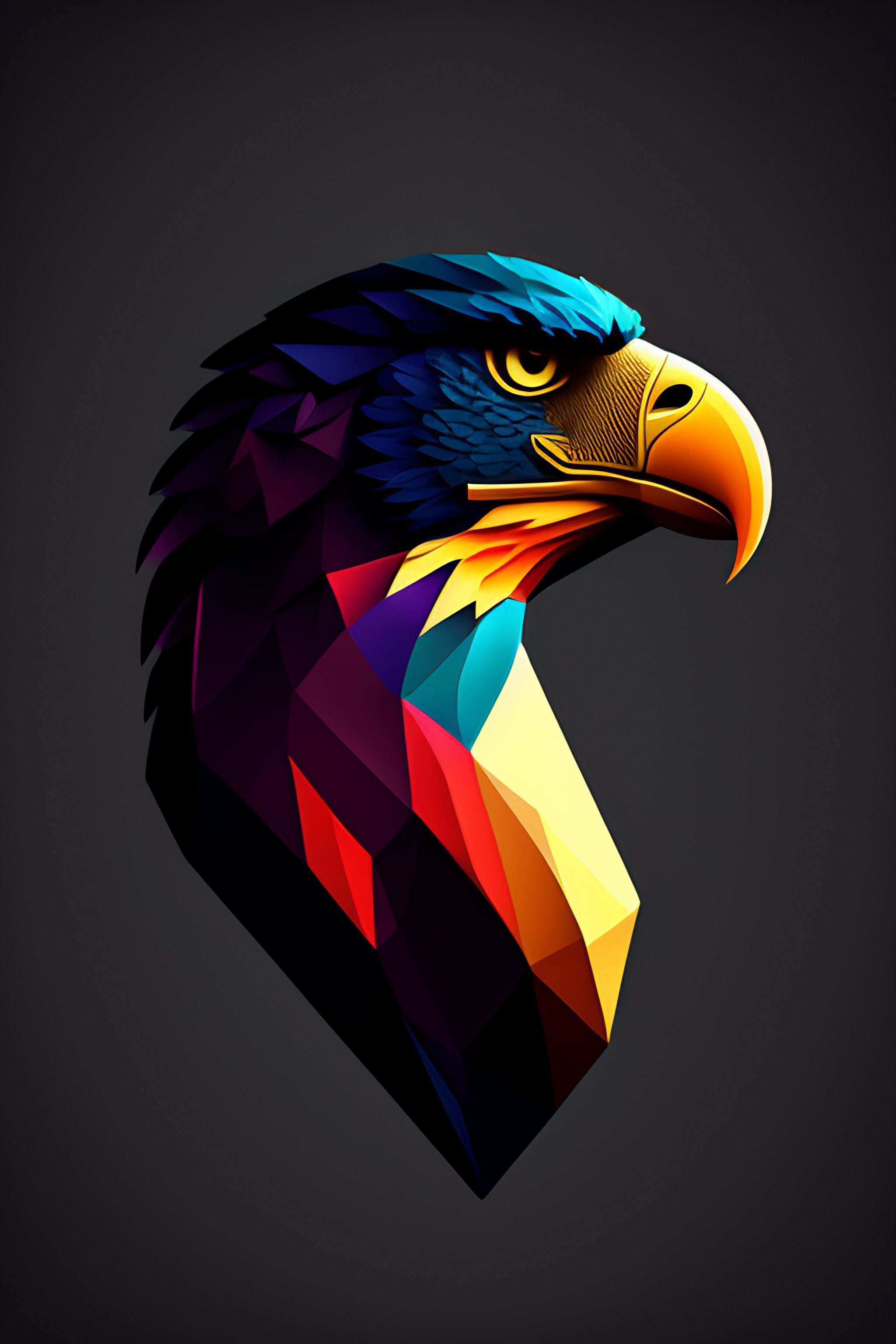 Lexica - 2 dimensional, vector, low poly, color eagle icon, black ...