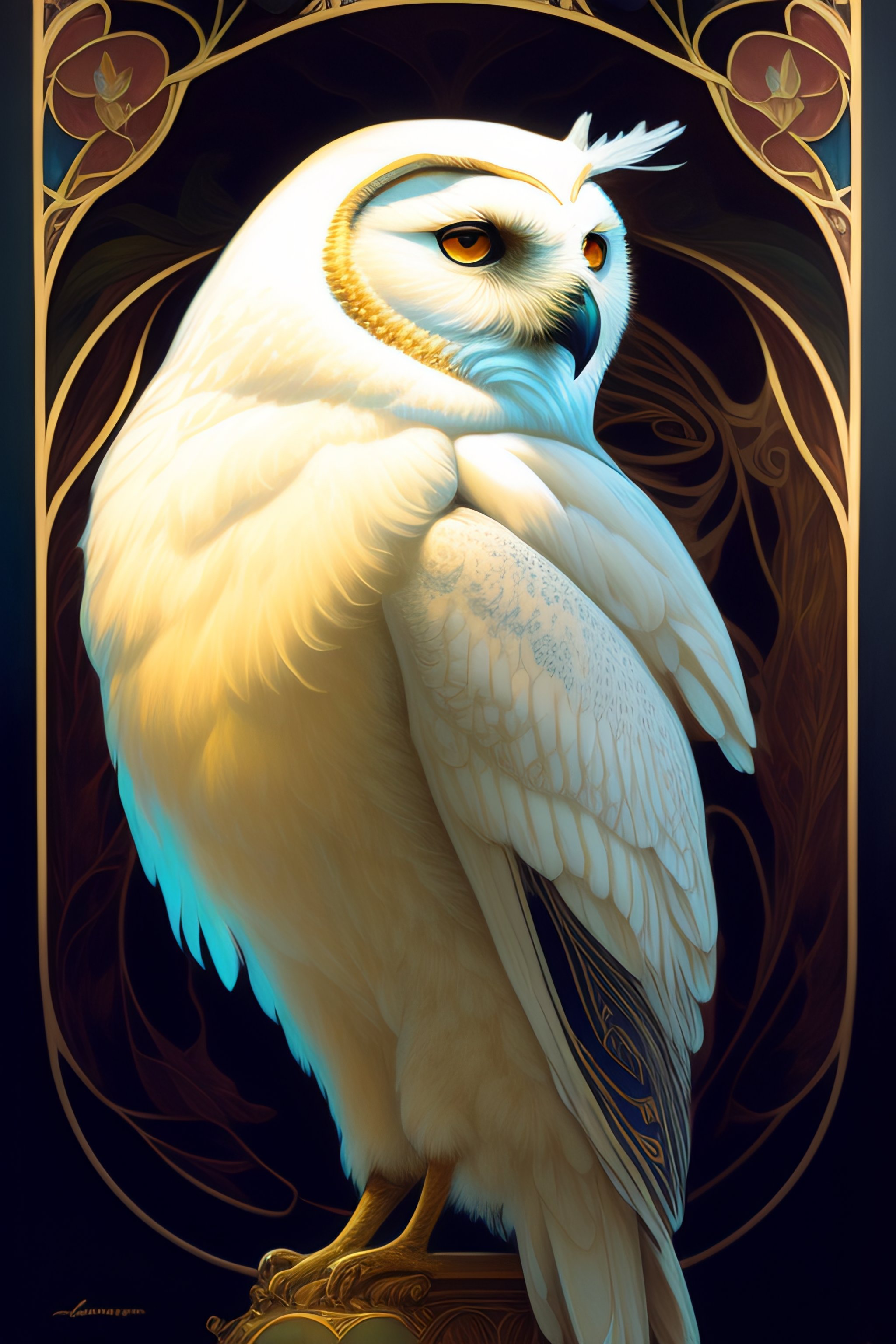Lexica - A fullbody snow owl man monster, humanoid, big, clawy hands ...